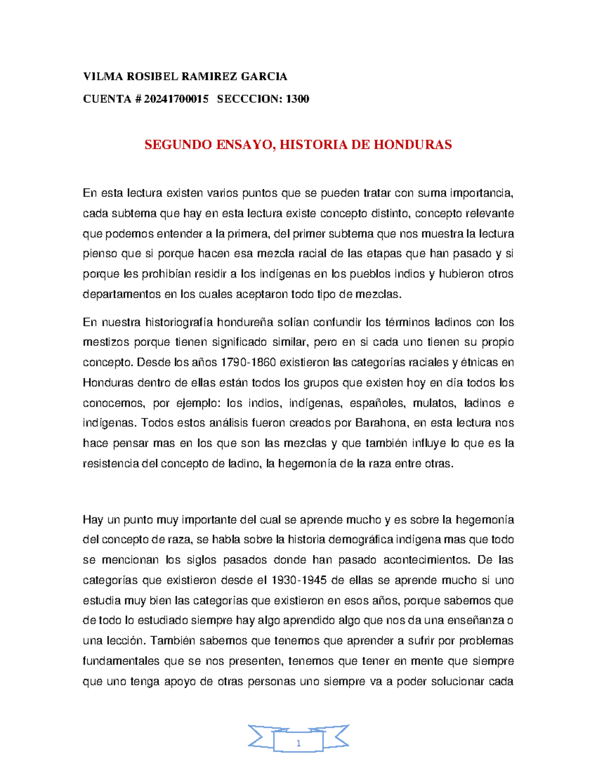 Ramirez vilma historia de honduras pdf - 1 VILMA ROSIBEL RAMIREZ GARCIA CUENTA # 20241700015 ...