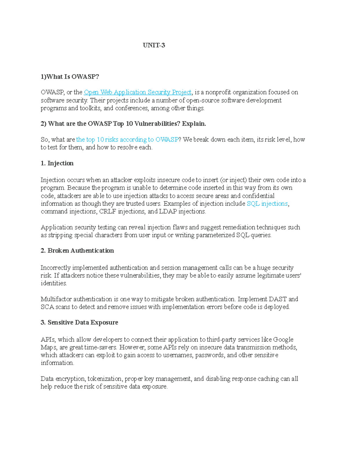 Cyber Security Unit-3 Notes - UNIT- 1)What Is OWASP? OWASP, or the Open ...