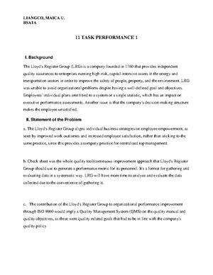 08 Task Performance 1(14) - BM CASE ANALYSIS Analyze the following cases and answer the ...
