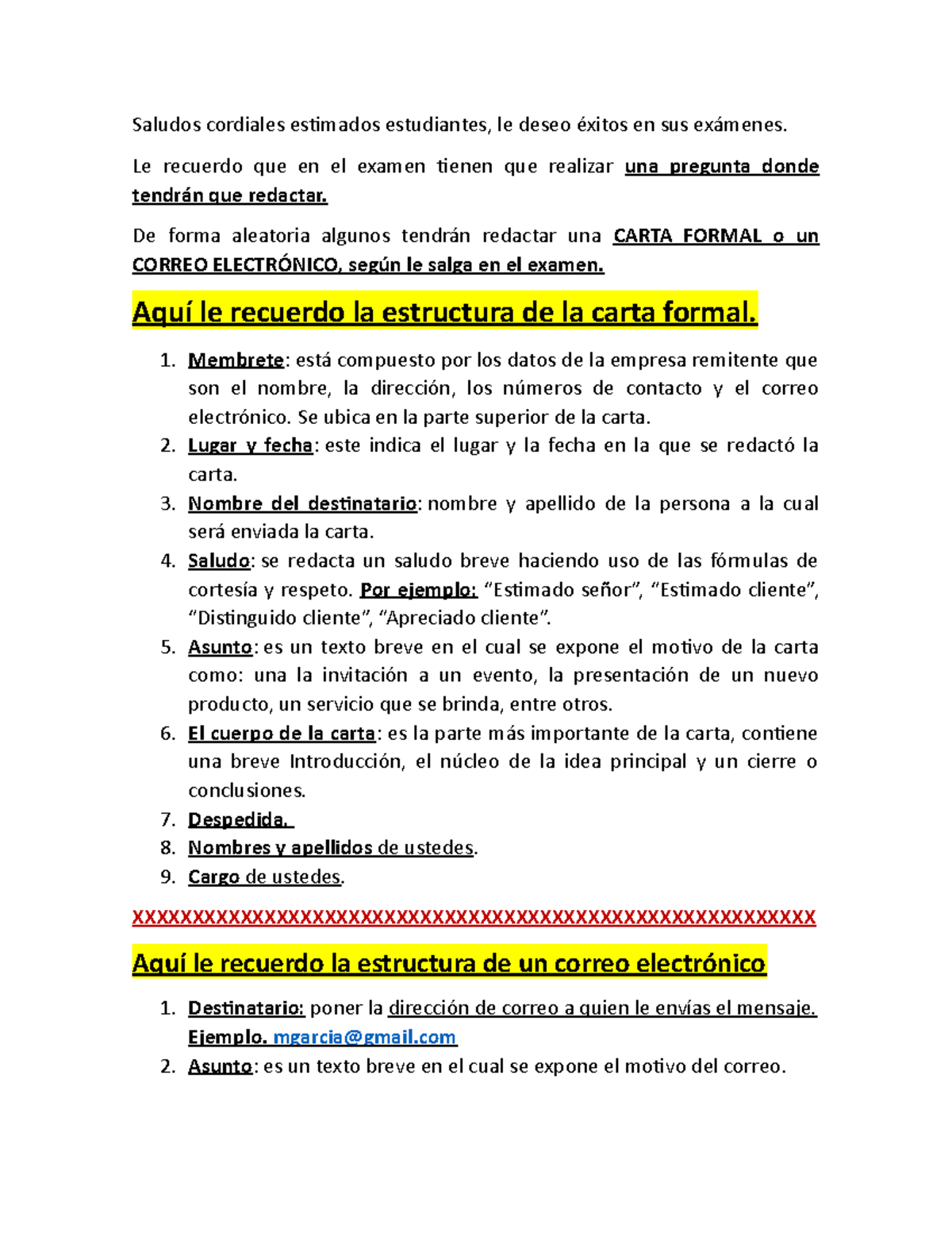 Estructura de la carta formal y el correo electrónico - Comnunicaciòn ...