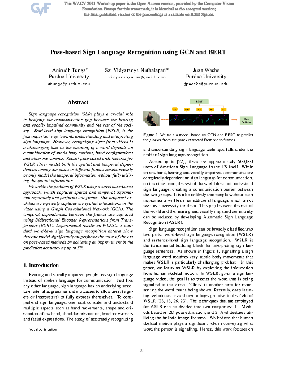 Tunga Pose-Based Sign Language Recognition Using GCN and BERT Wacvw 2021 paper - Pose-based Sign ...