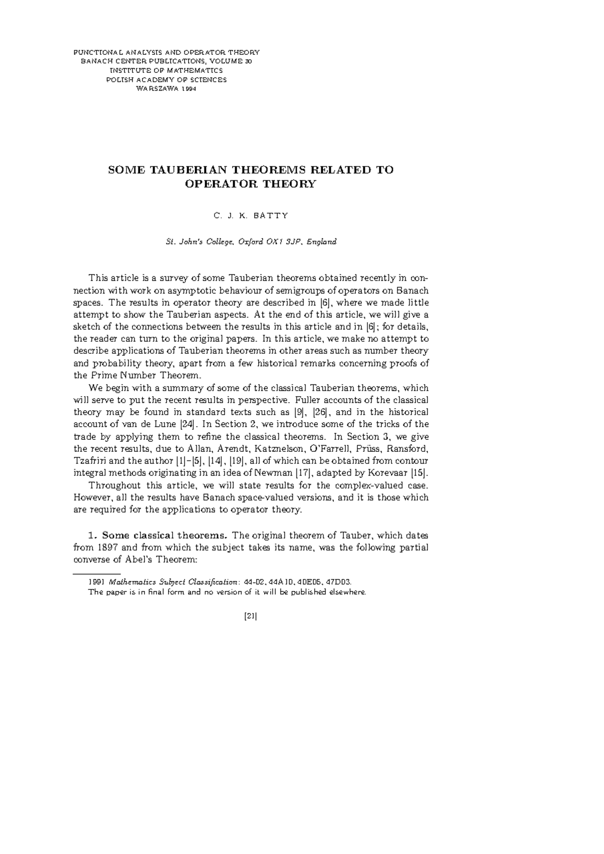 Some Tauberian theorems related to - FUNCTIONAL ANALYSIS AND OPERATOR ...