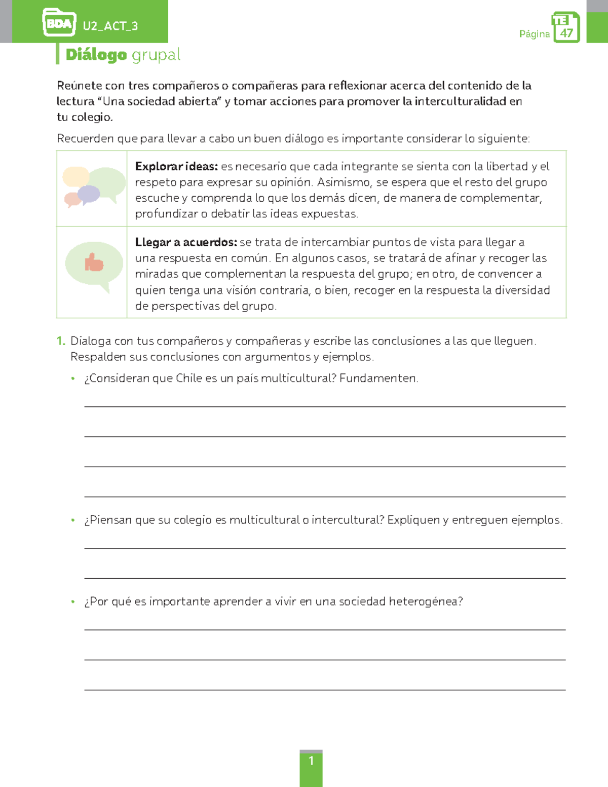 U2 ACT 3 - Actividades para estudiantes - 1 U2_ACT_ Diálogo grupal 47 ...