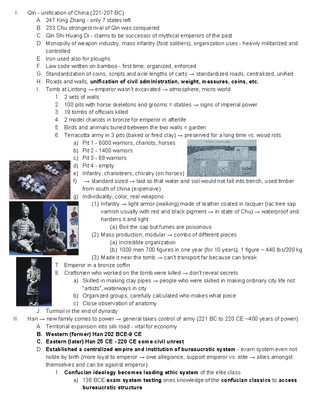 Week 4-5 Qin & Han - Pia Brancaccio - I. II. Qin - unification of China ...