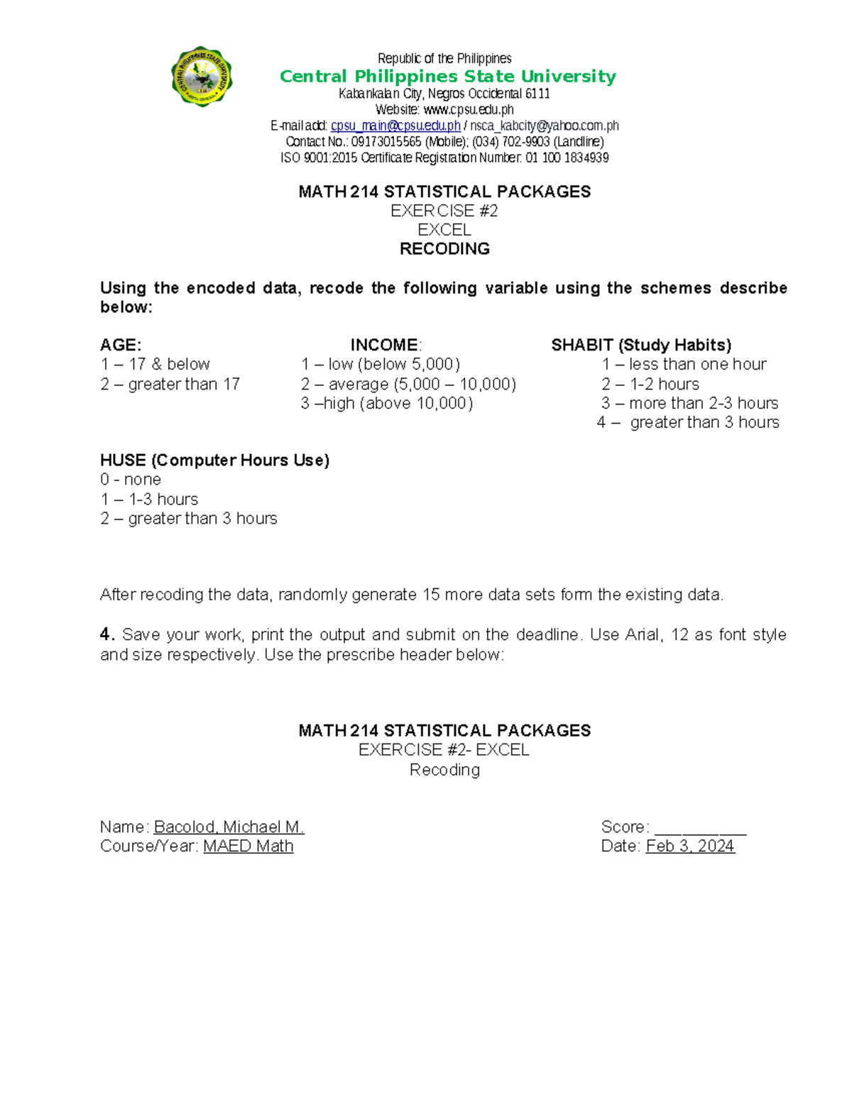 MATHEMATICS VERY EASSSSYYYYY - Republic of the Philippines Central ...