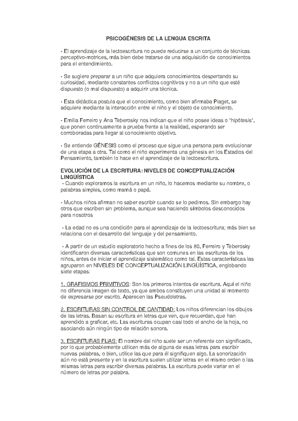 Psicogénesis de la lengua escrita - Emilia Ferreiro - PSICOGÉNESIS DE ...