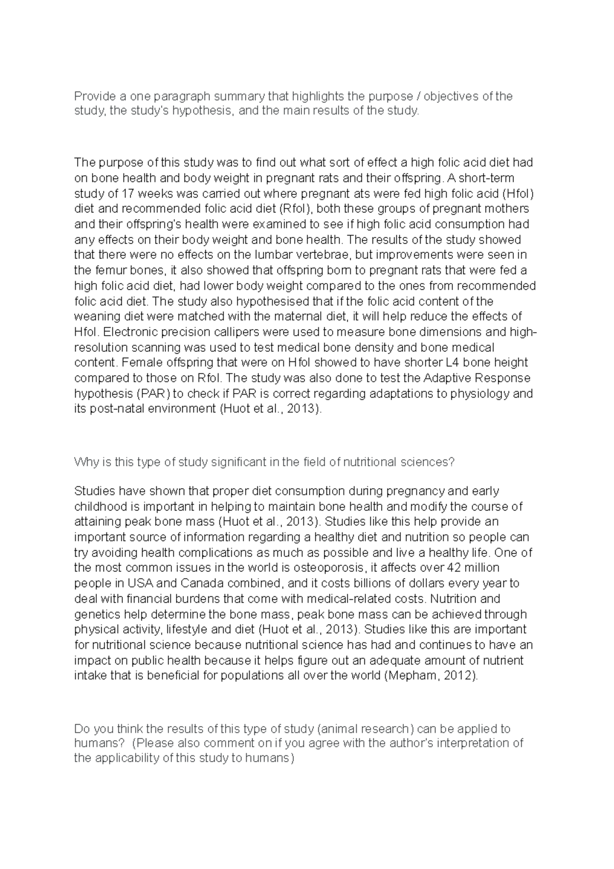 Nutrition unit 7 journal - Provide a one paragraph summary that ...