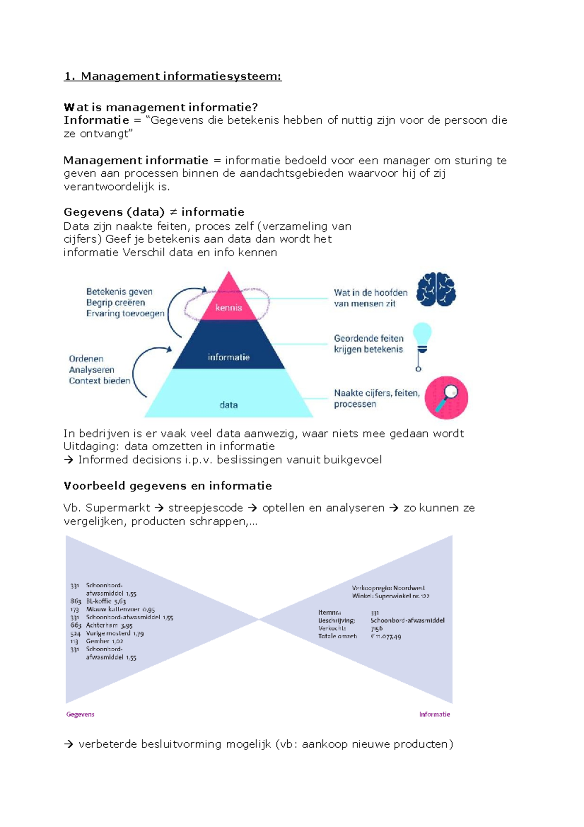 Samenvatting MIS - Theorie - 1. Management informatiesysteem: Wat is ...