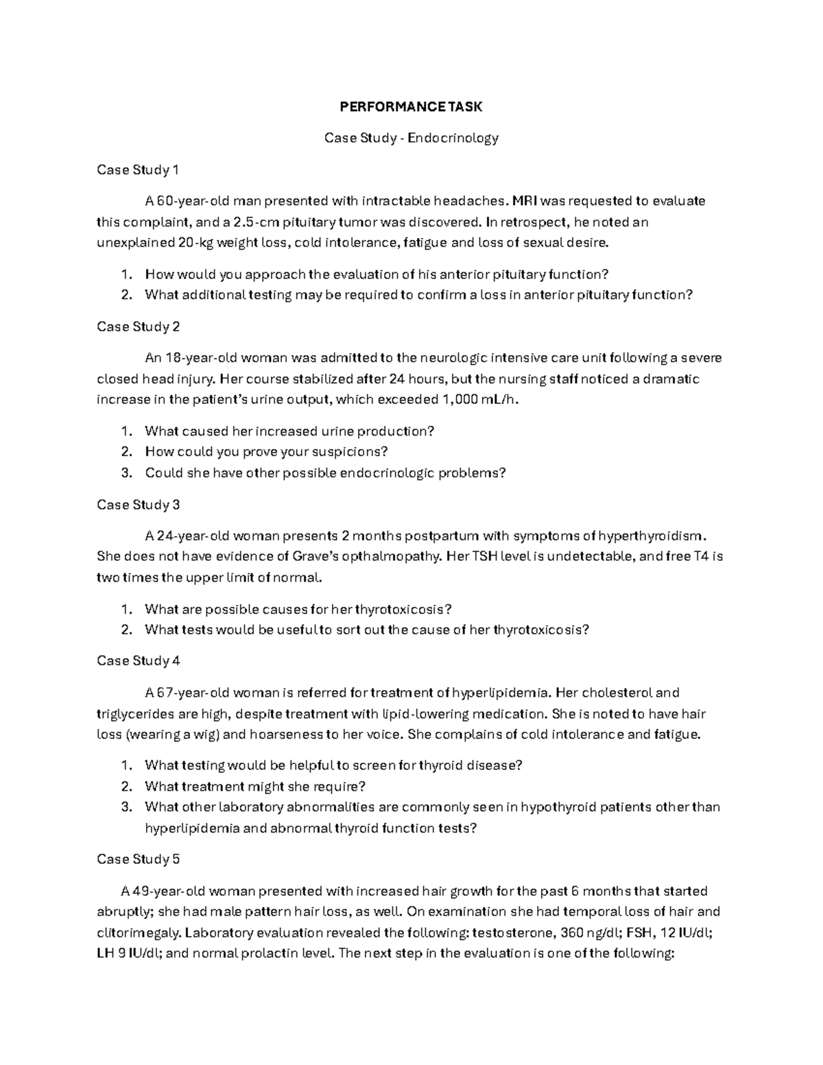 CC-performance-task - PERFORMANCE TASK Case Study - Endocrinology Case ...