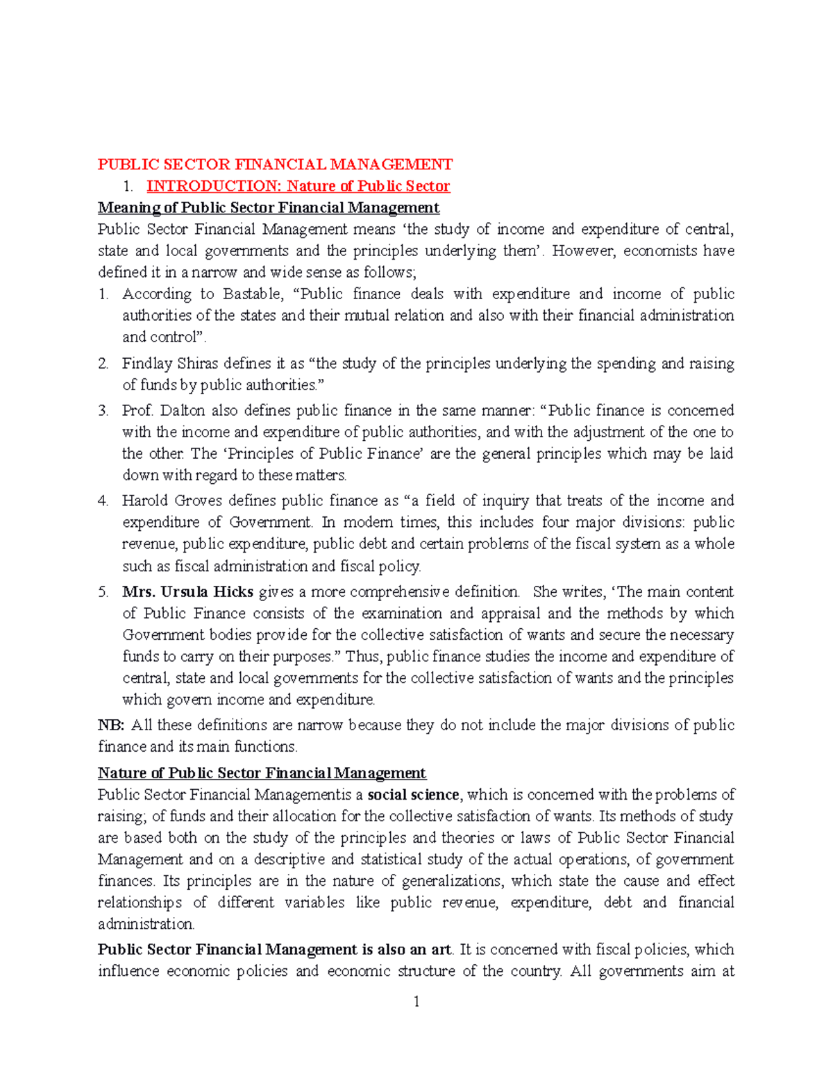 Public Finance Notes - For business students - PUBLIC SECTOR FINANCIAL ...