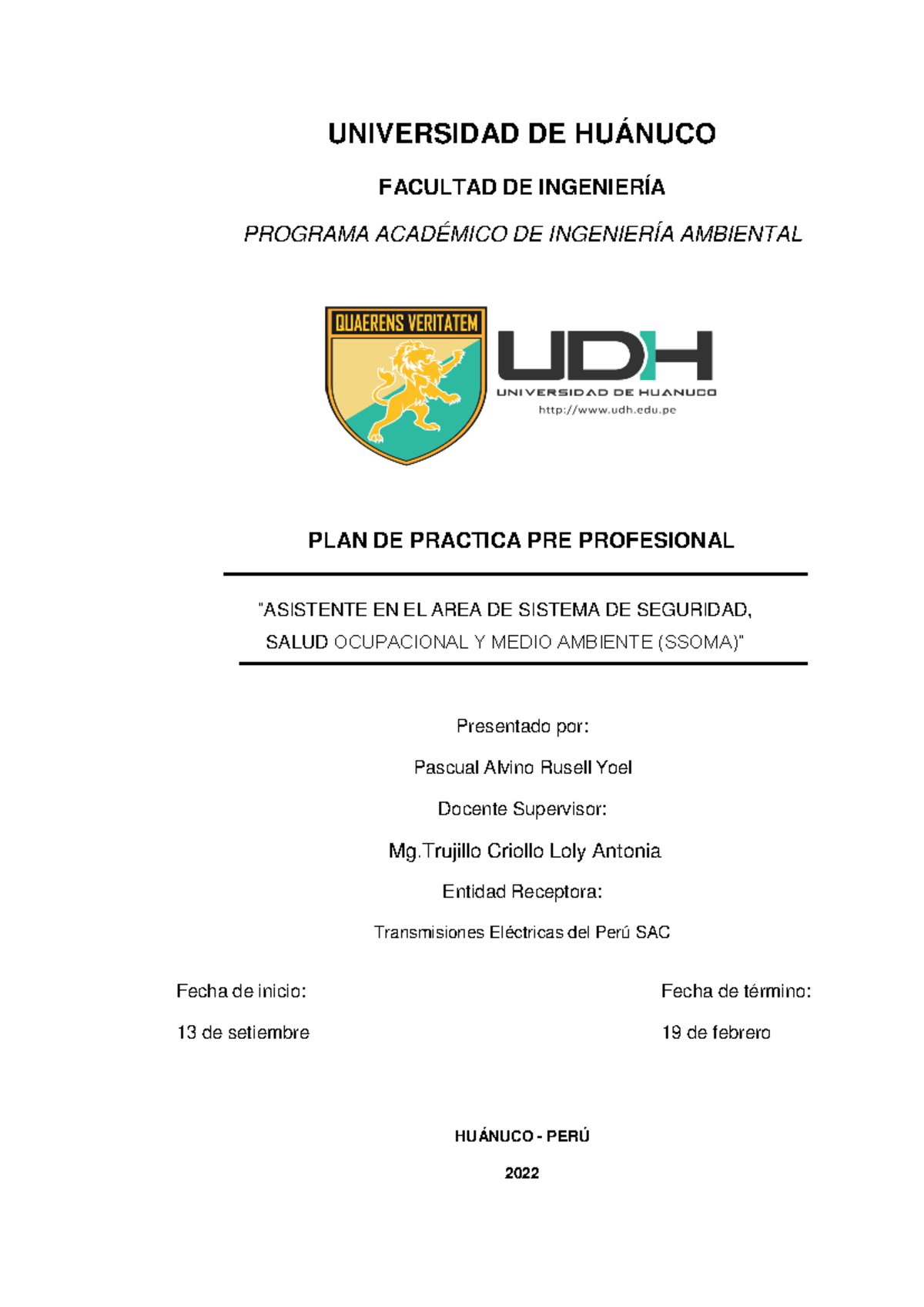 Documento PARA LAS PPP, Pascual Alvino Rusell - UNIVERSIDAD DE HUÁNUCO ...