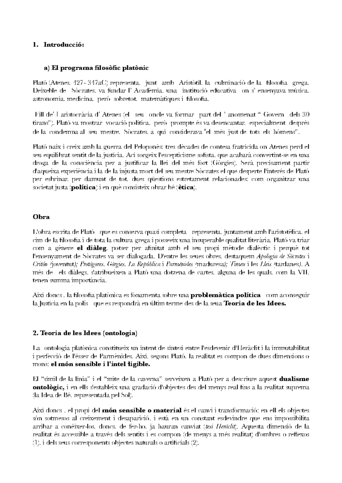 Plató - Introducció: a) El programa filosòfic platònic Plató (Atenes ...