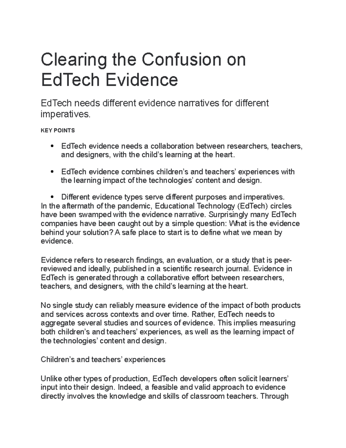 Clearing the Confusion on Ed Tech Evidence - Clearing the Confusion on ...