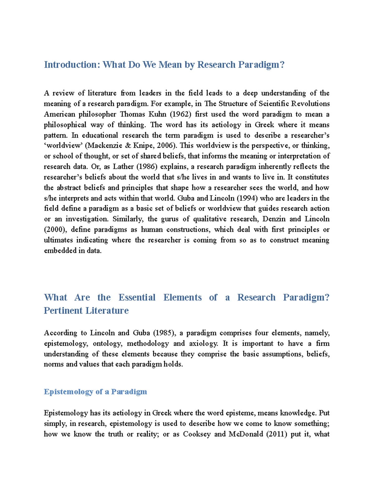 Research Paradigm - Assignment - Introduction: What Do We Mean by ...