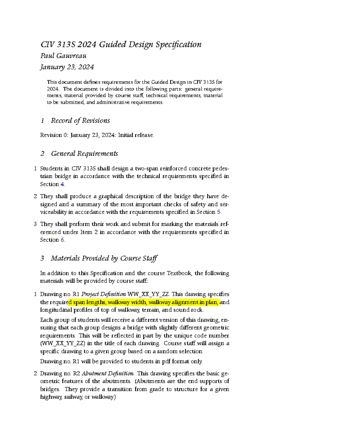 Guided Design Specification - Paul Gauvreau January 23, 2024 This ...