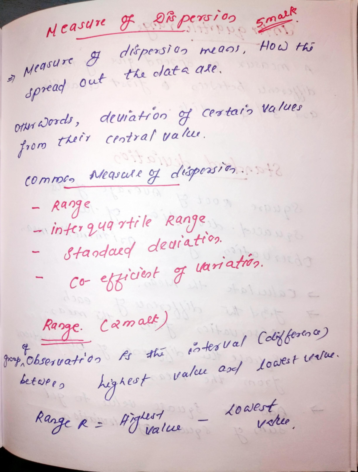 Measure of dispersion - Lecture notes - biostatistics and research ...