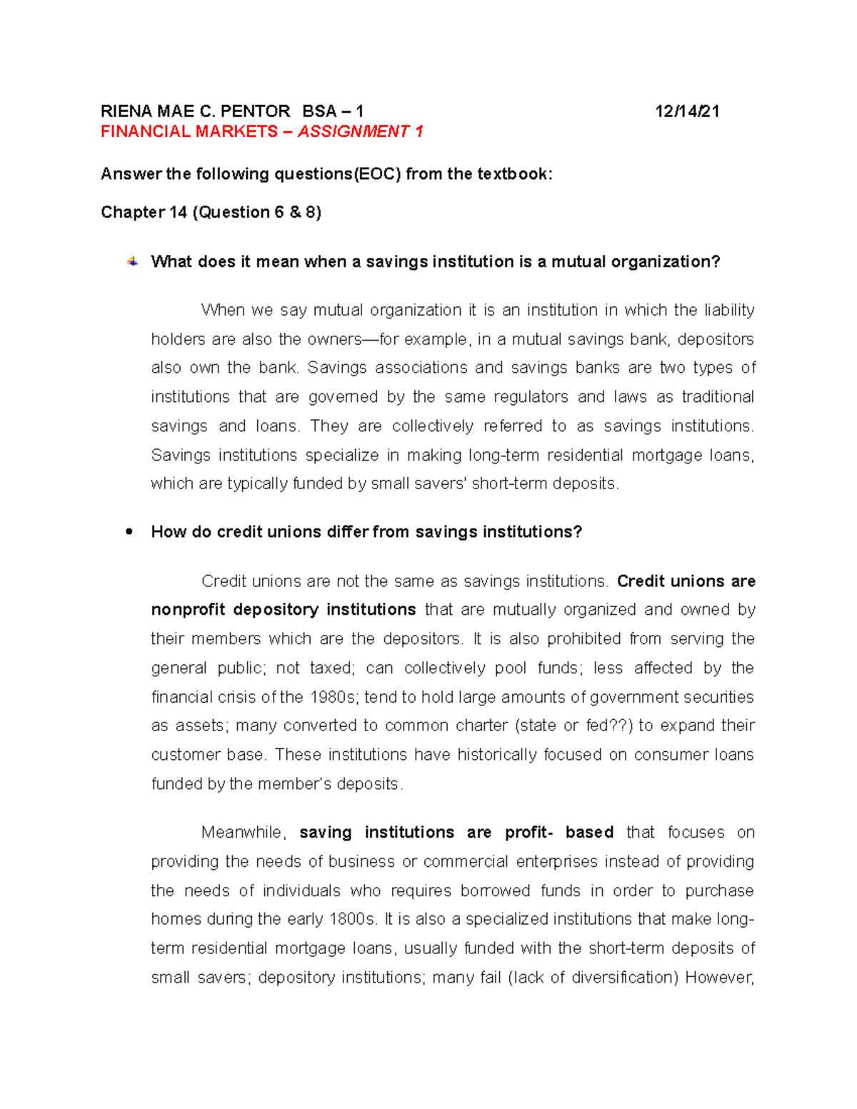 Pentor - Final Assignment - RIENA MAE C. PENTOR BSA – 1 12/14 ...