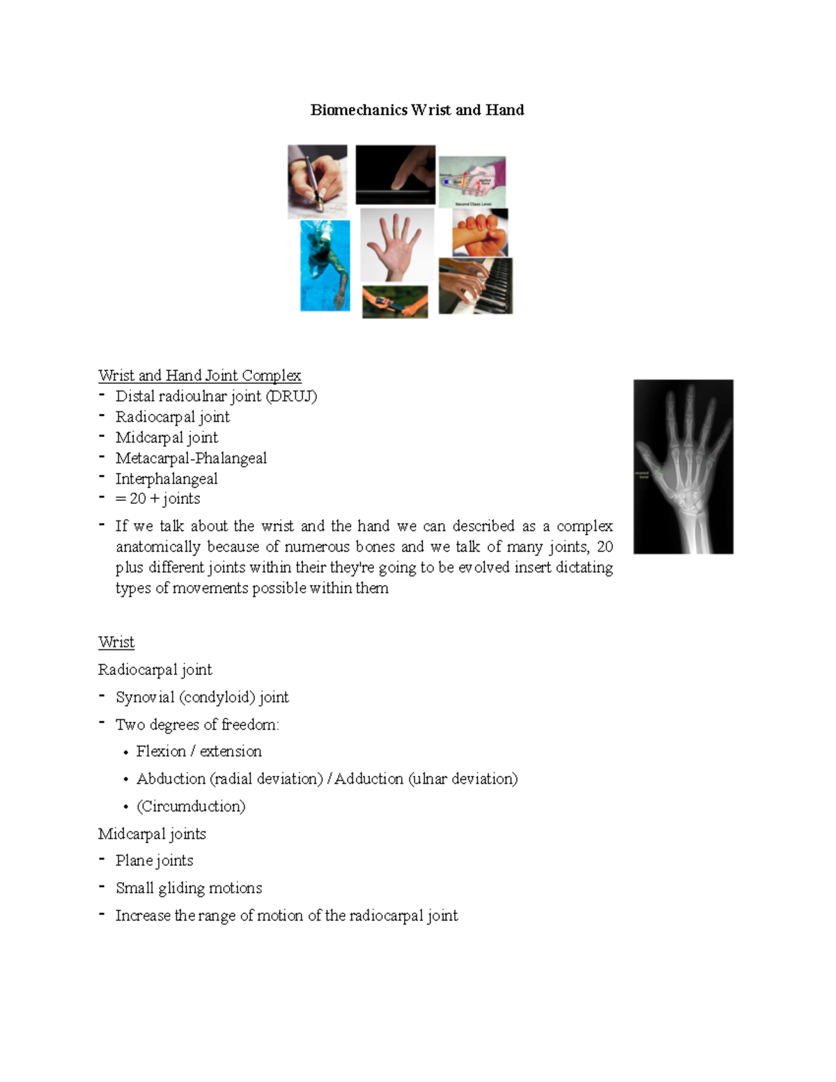 L32 - Professor Pearsall - Biomechanics Wrist and Hand Wrist and Hand ...