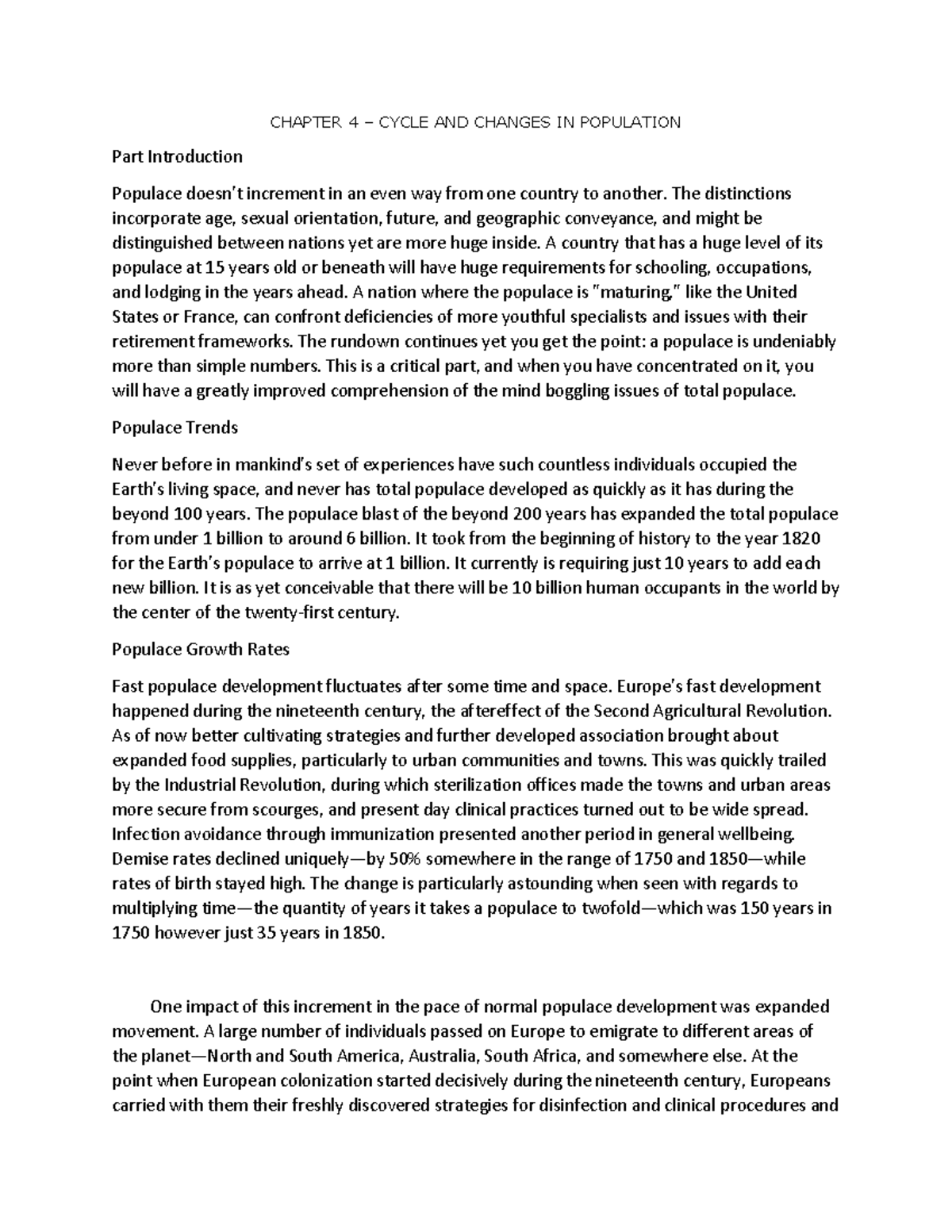 Chapter 5 - Cycle and Changes in Population - CHAPTER 4 – CYCLE AND ...