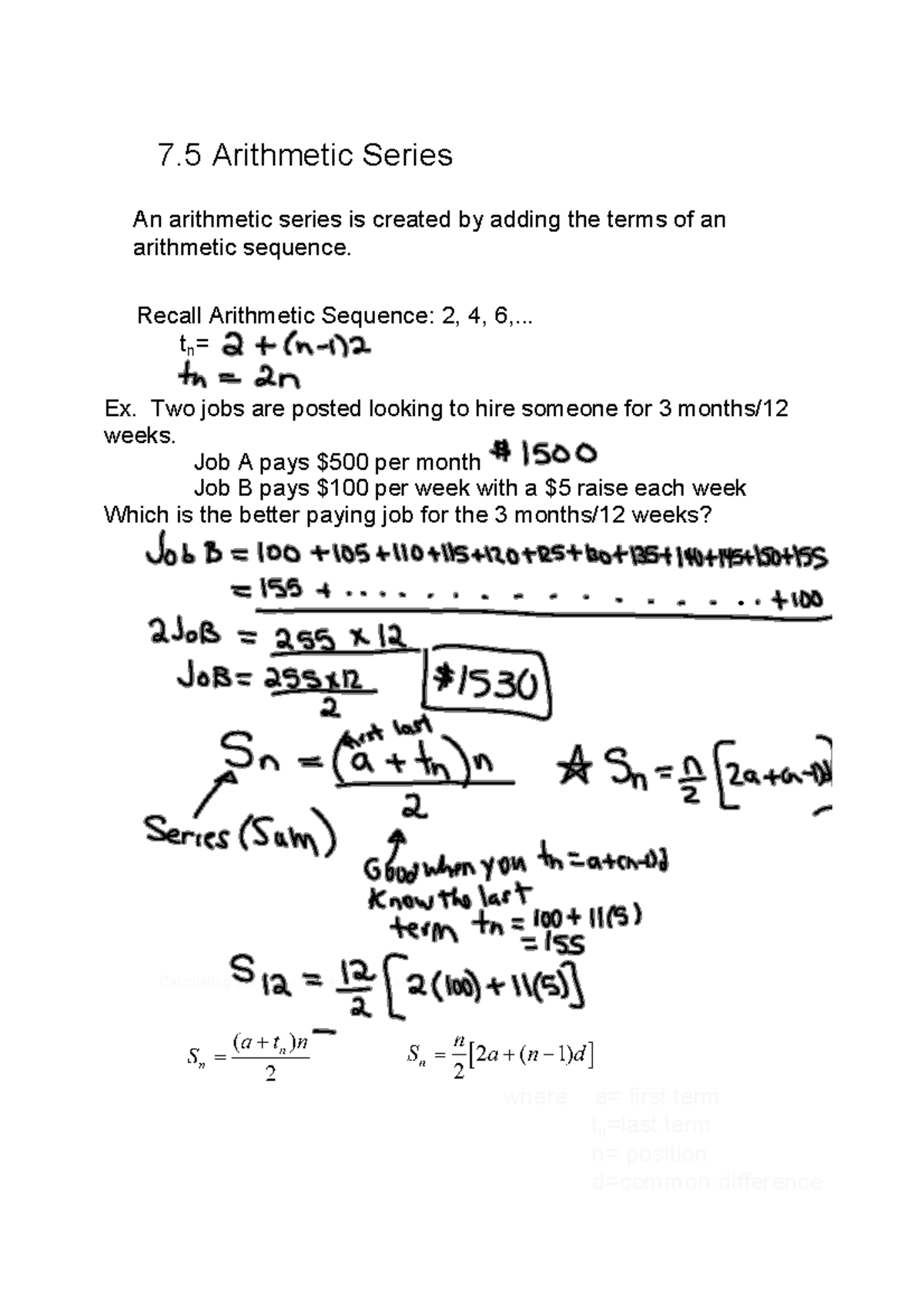 Chemistry Review - 7 Arithmetic Series An arithmetic series is created ...