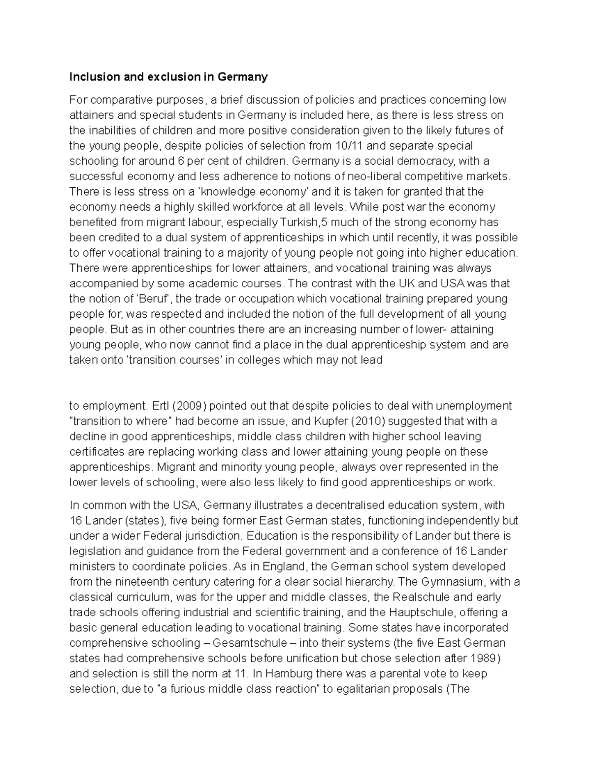 Inclusion and exclusion in Germany - Germany is a social democracy ...