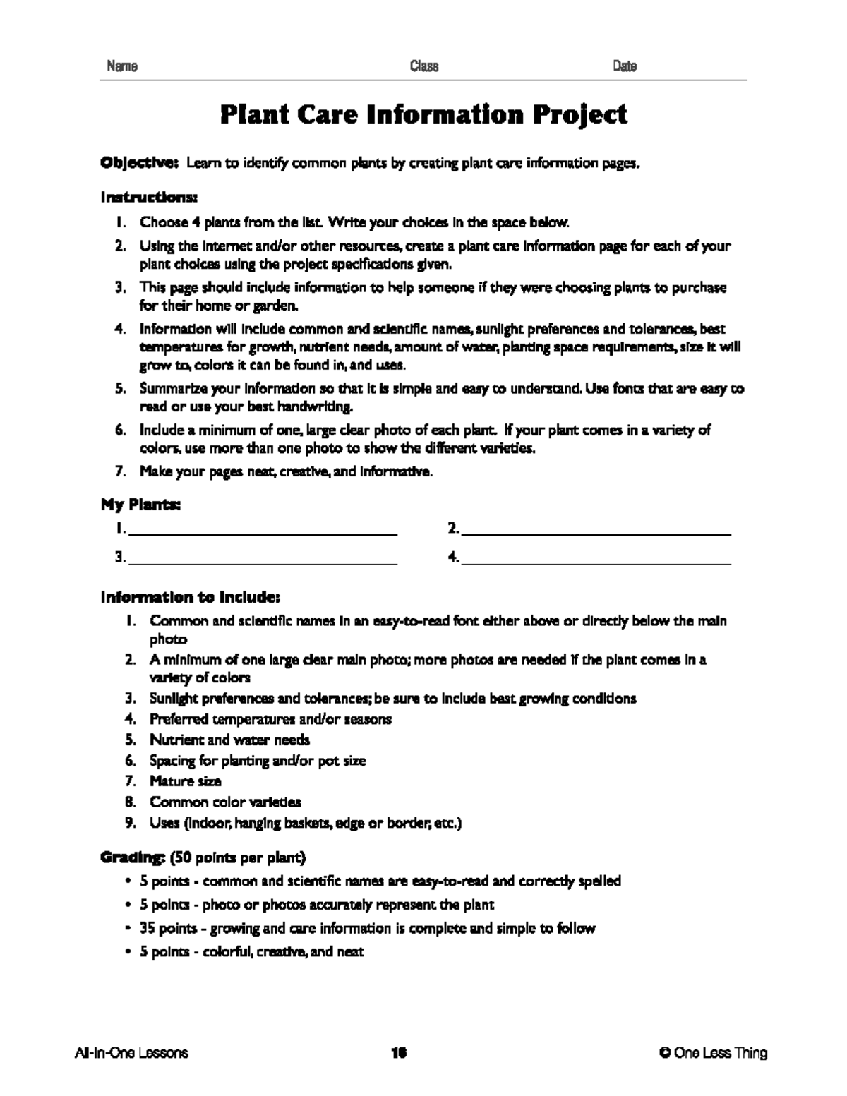 Plant Care Information Project - Studocu