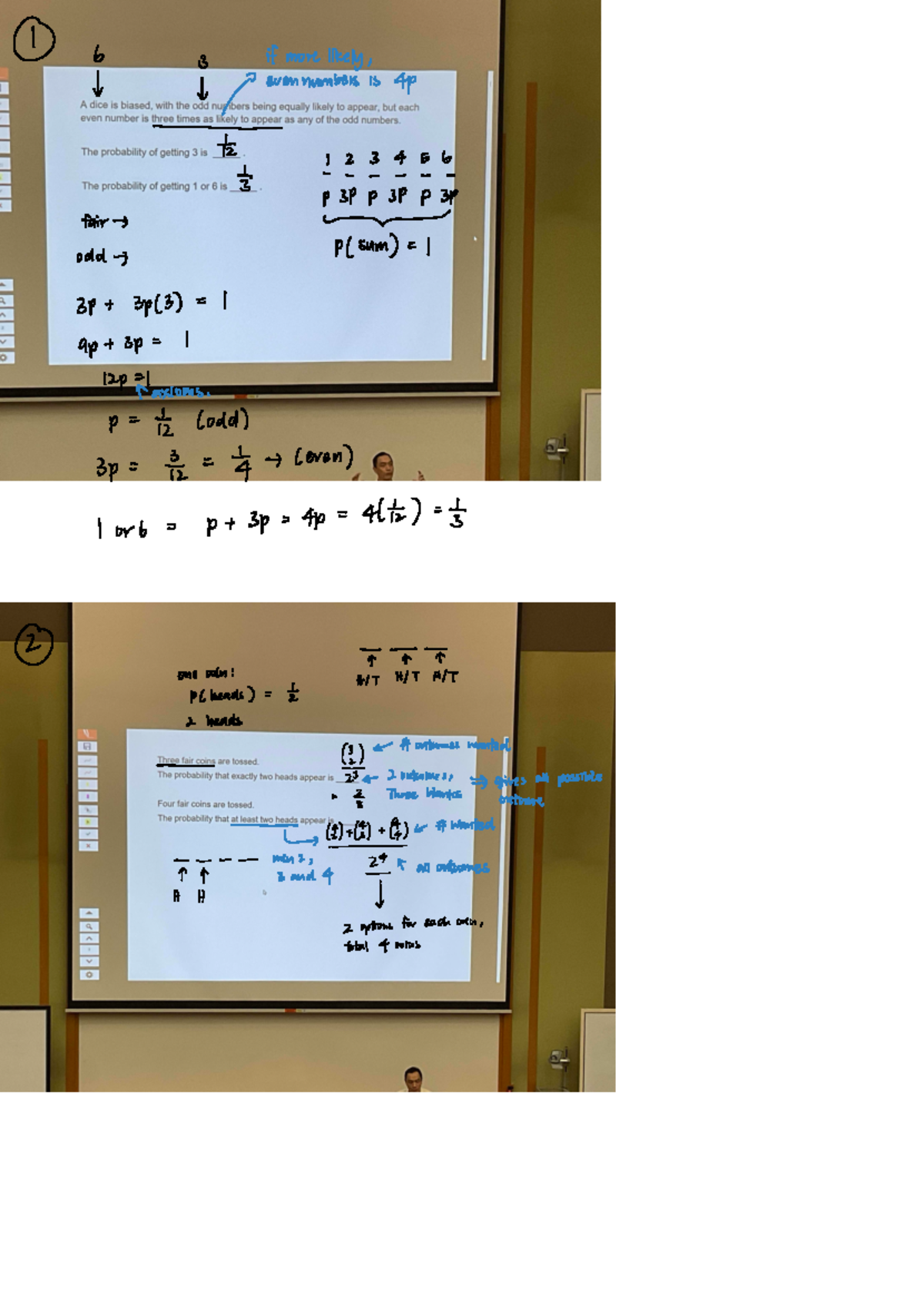 Lecture 1 own notes - even number IS three times as likely to appear as ...