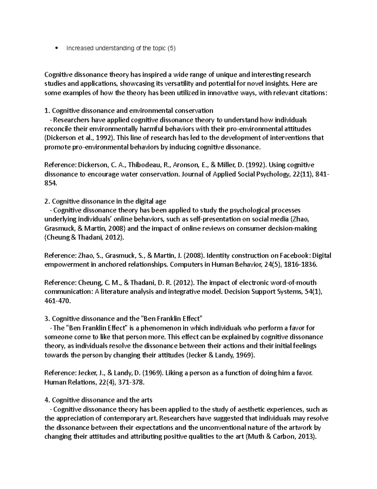 9 Cognitive dissonance theory has inspired a wide range of unique and ...