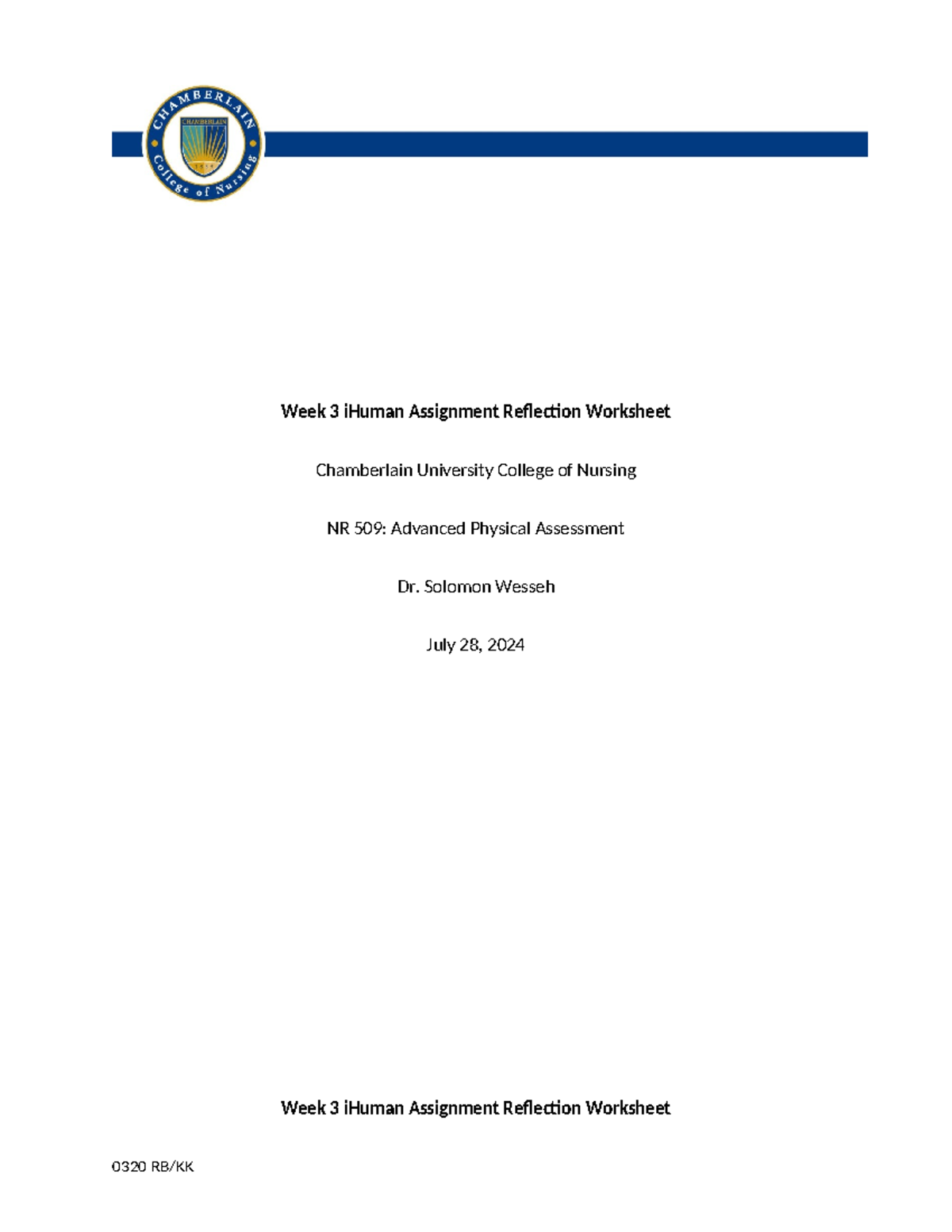 Week 3 i-Human Assignment Reflection Worksheet - Week 3 iHuman ...