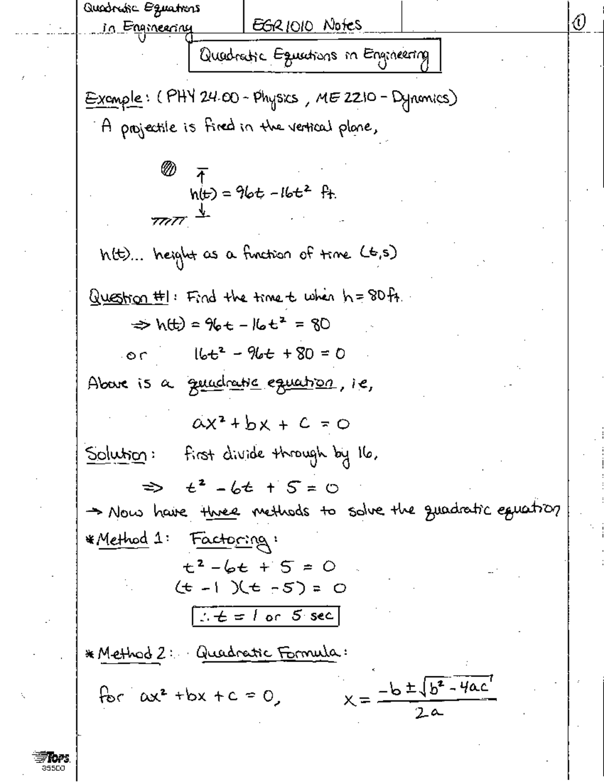 2 Quadratic Equations in Engineering 1 - Studocu