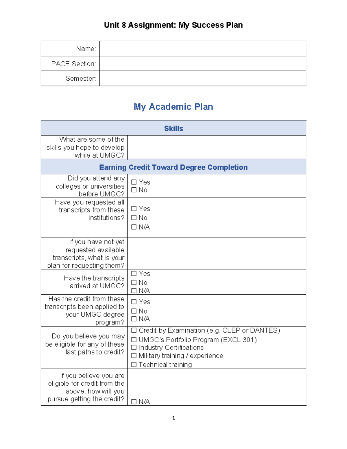 Unit 8 Assignment Template - Name: PACE Section: Semester: My Academic ...