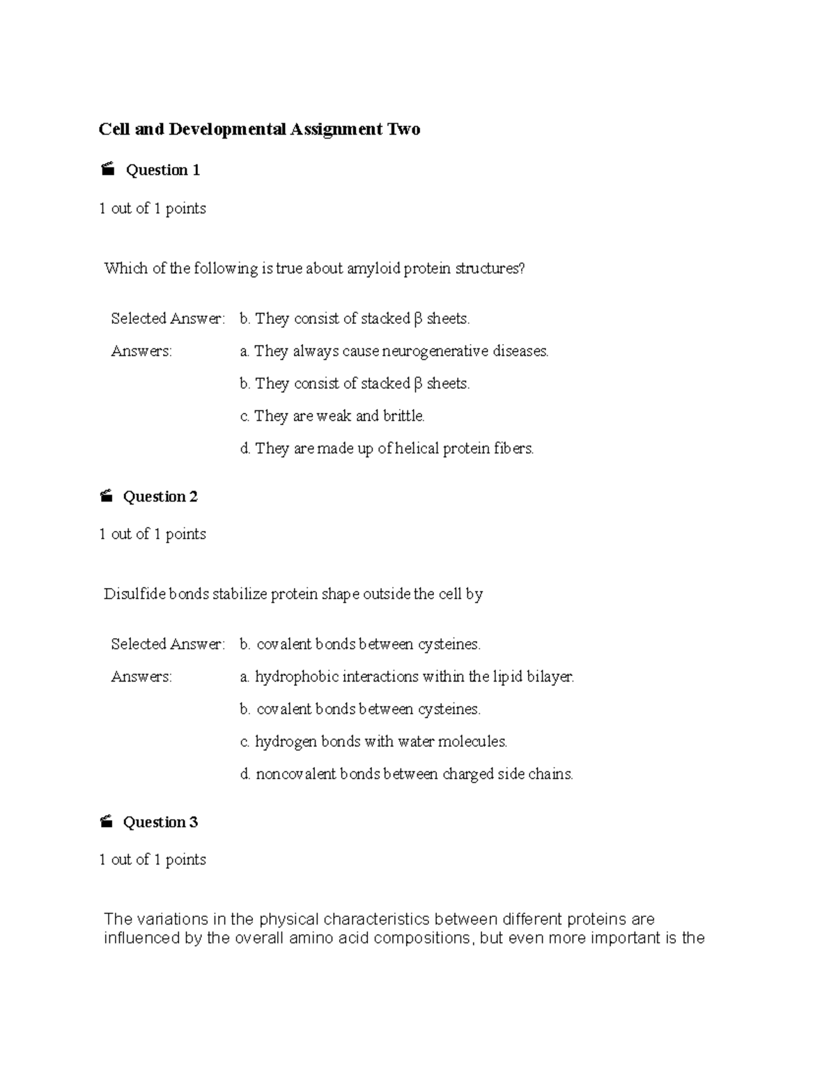 Cell and Developmental Assignment Two - They consist of stacked β ...