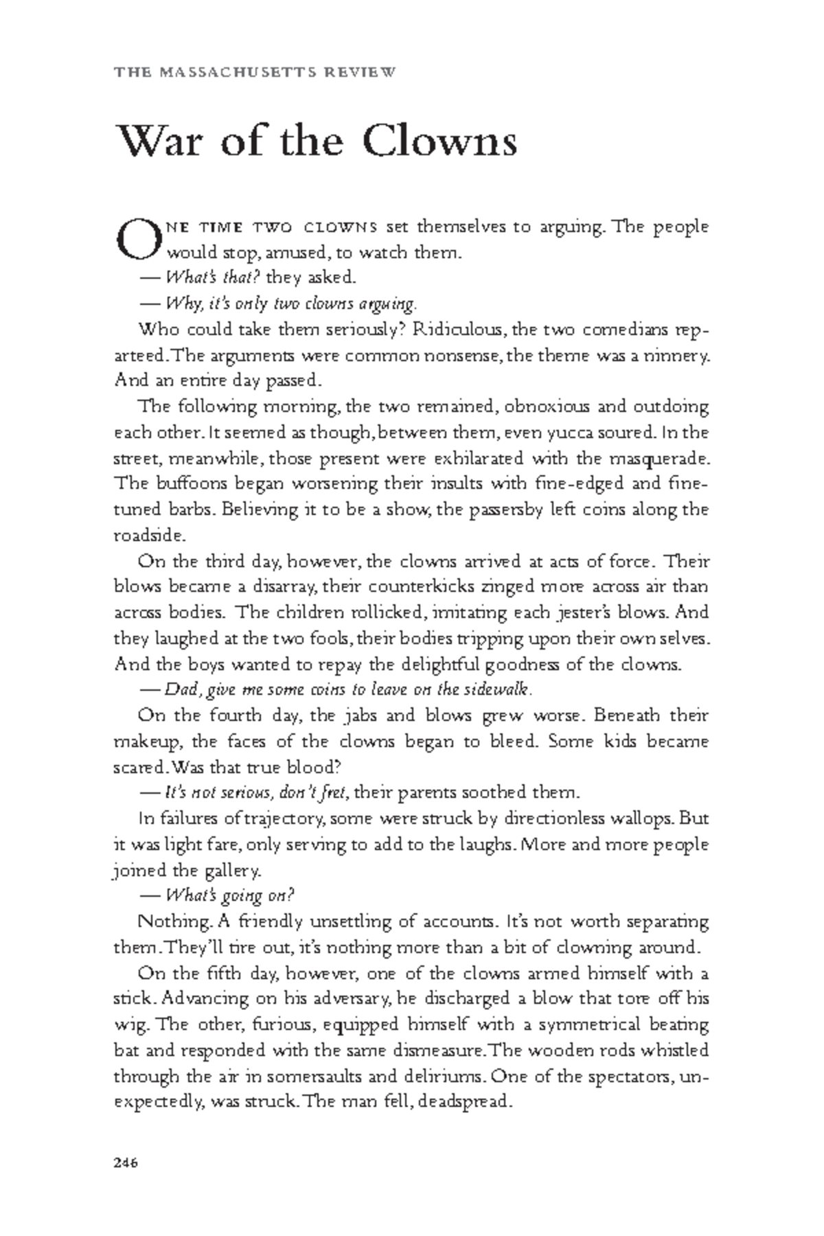 Couto, Mia - Jcjdjdj - 246 THE MASSACH U S E T T S R E V I E W War of ...