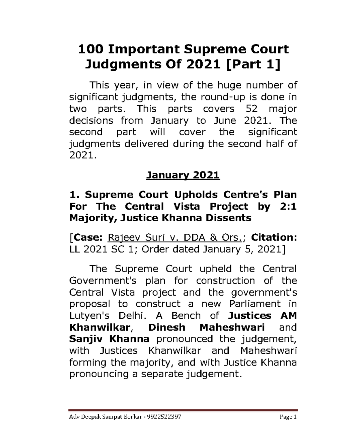100 Important Supreme Courts Judgment in 2021 22010 2 112524 - 100 Important Supreme Court ...