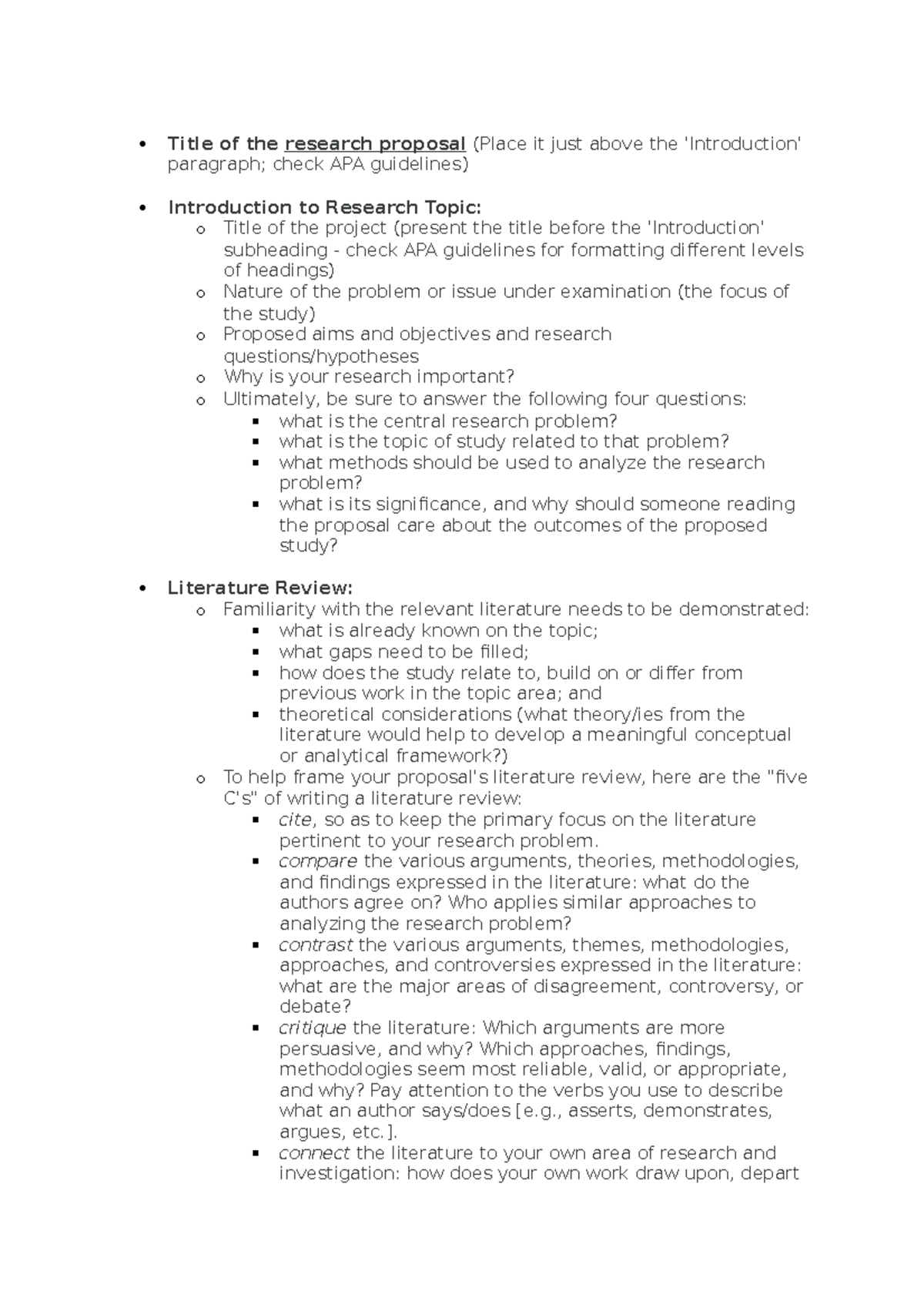 Assignment structure guide - Title of the research proposal (Place it ...