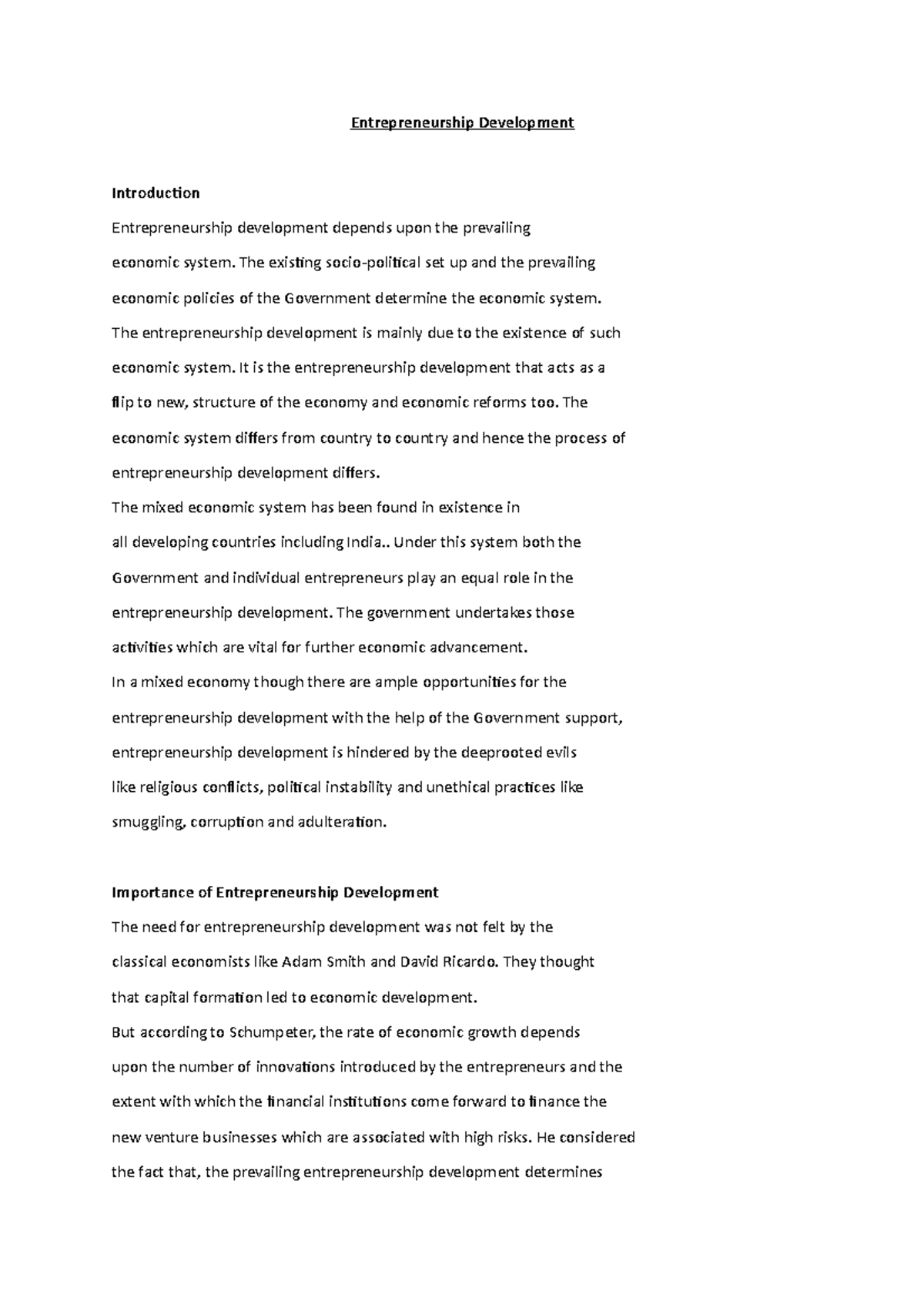 Em 8 - Shortest note - Entrepreneurship Development Introduction ...