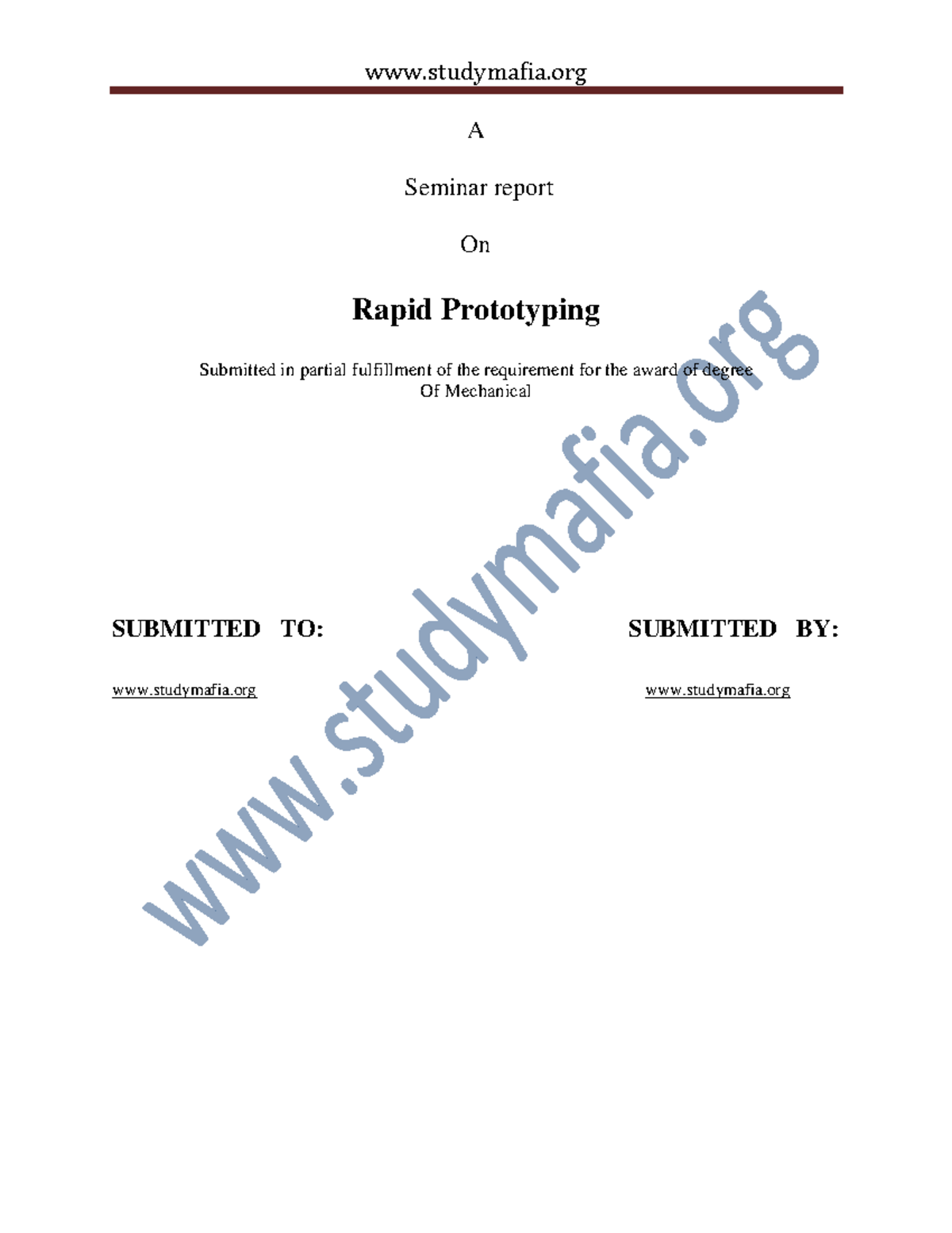 Mech Rapid Prototyping report - A Seminar report On Rapid Prototyping ...