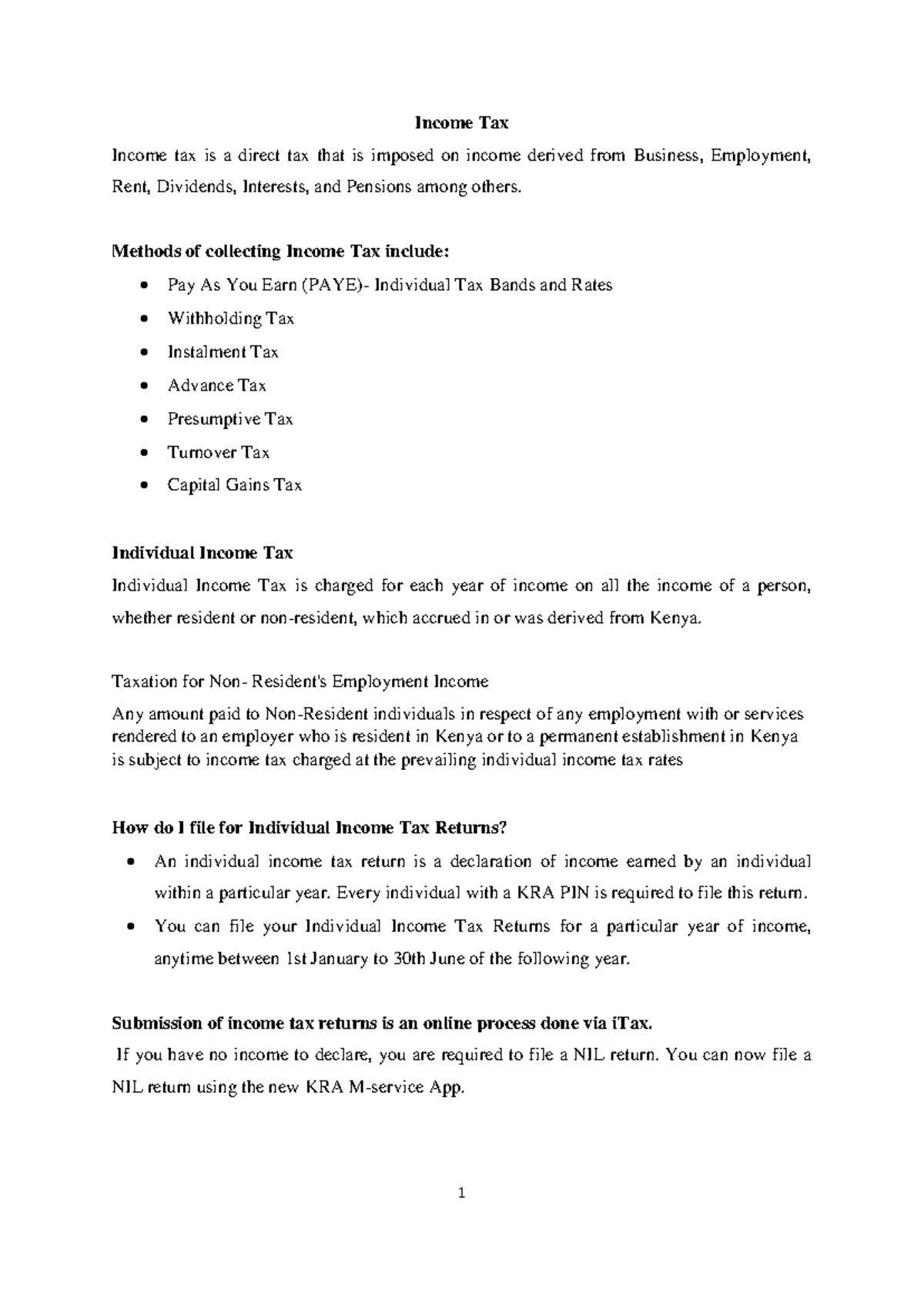 Filing of Returns - Income Tax Income tax is a direct tax that is ...