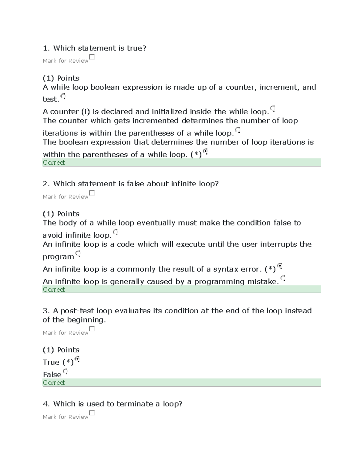 481378379 Test Jfo Java Foundations Final Exam 1 Which Statement Is True Mark For Review