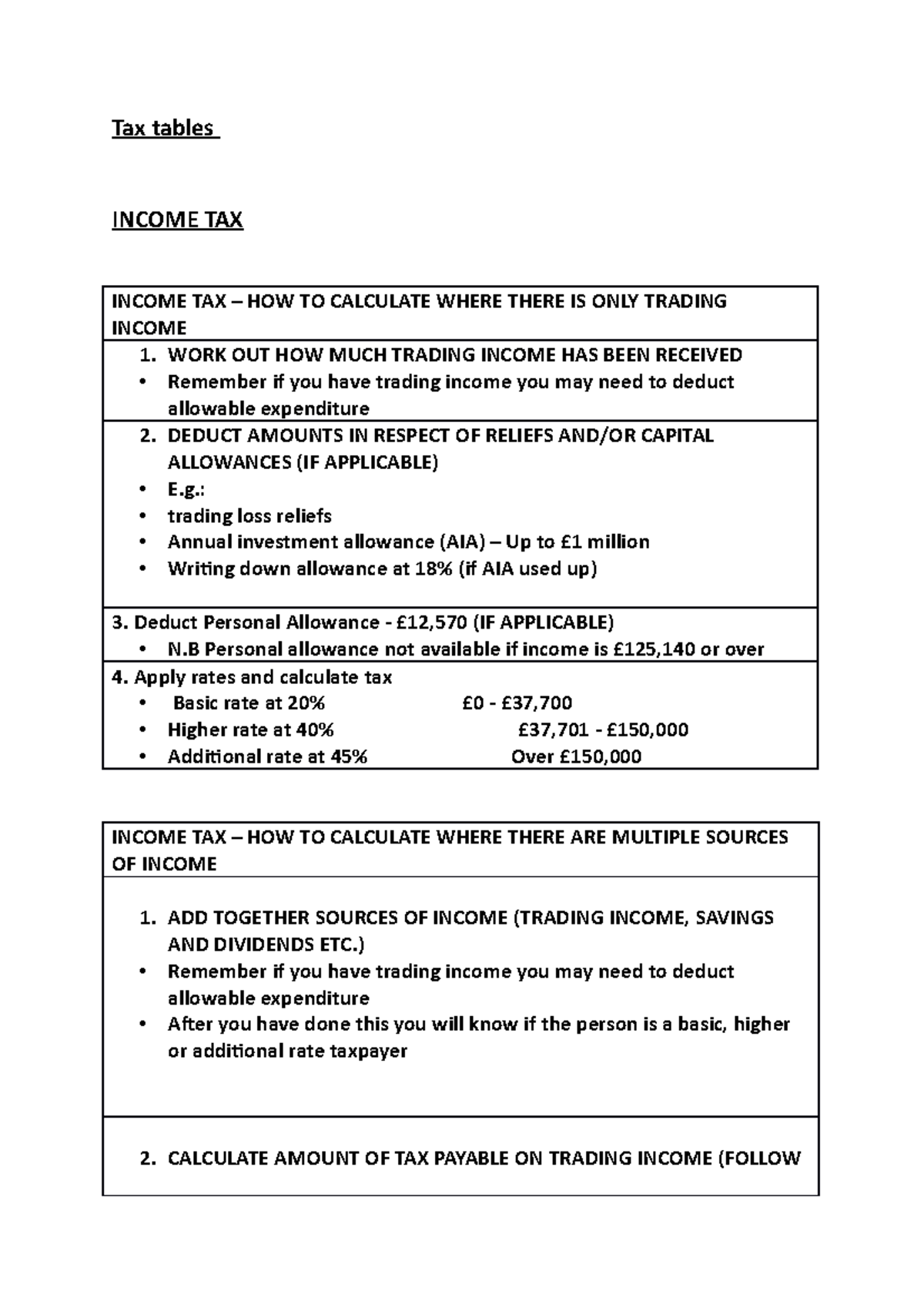 Tax tables - Tax tables INCOME TAX INCOME TAX – HOW TO CALCULATE WHERE ...