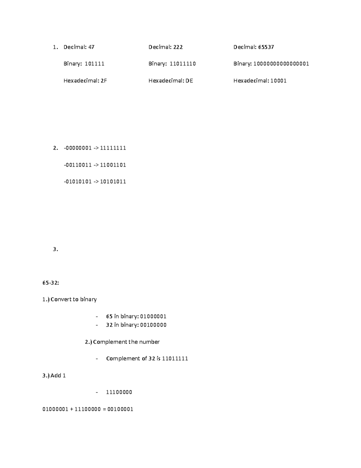 FYS Assignment 4 - PSU 017 - Decimal: 47 Decimal: 222 Decimal: 65537 ...