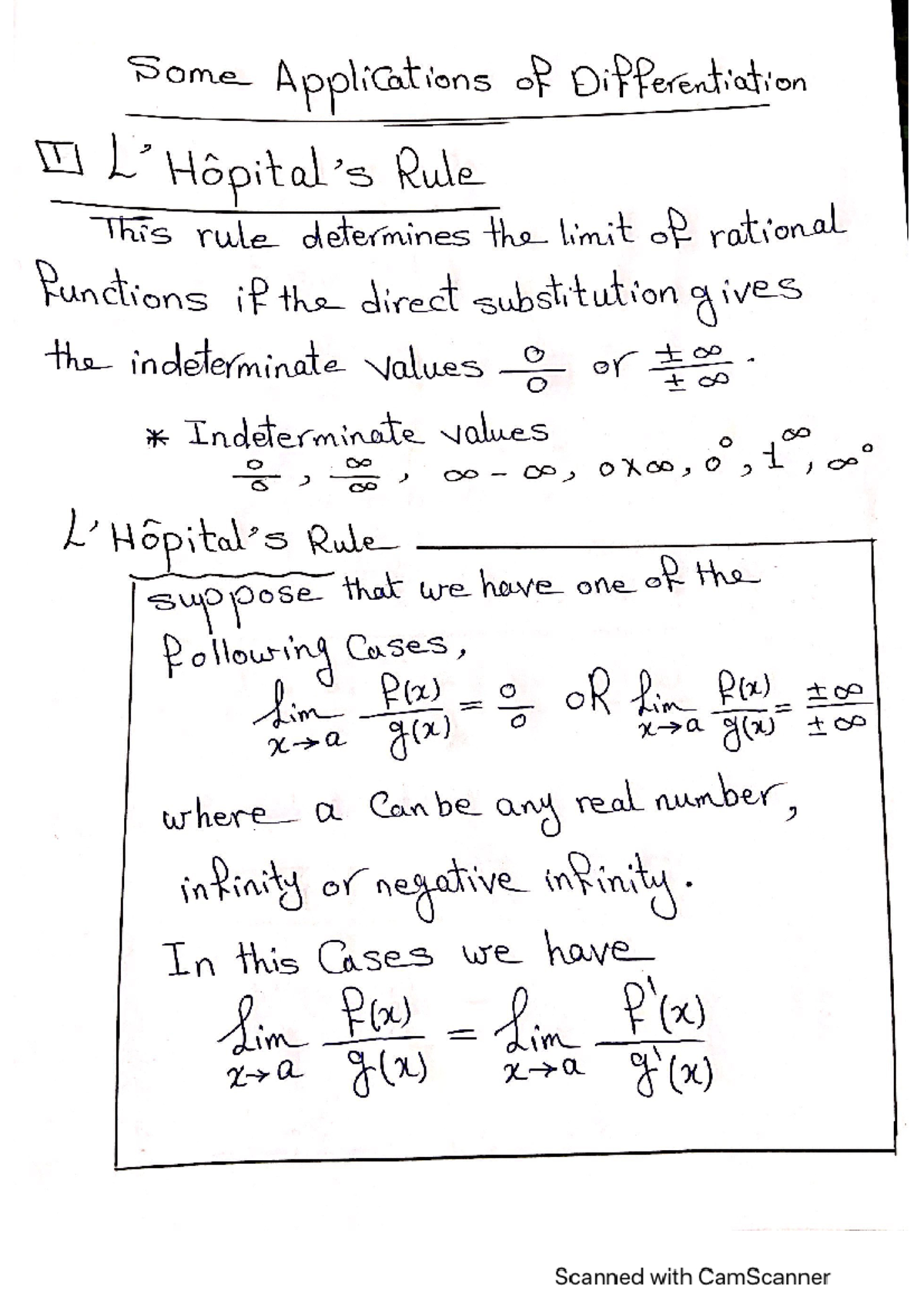 (L Hopital s Rule) - Calculus and Vectors - Studocu