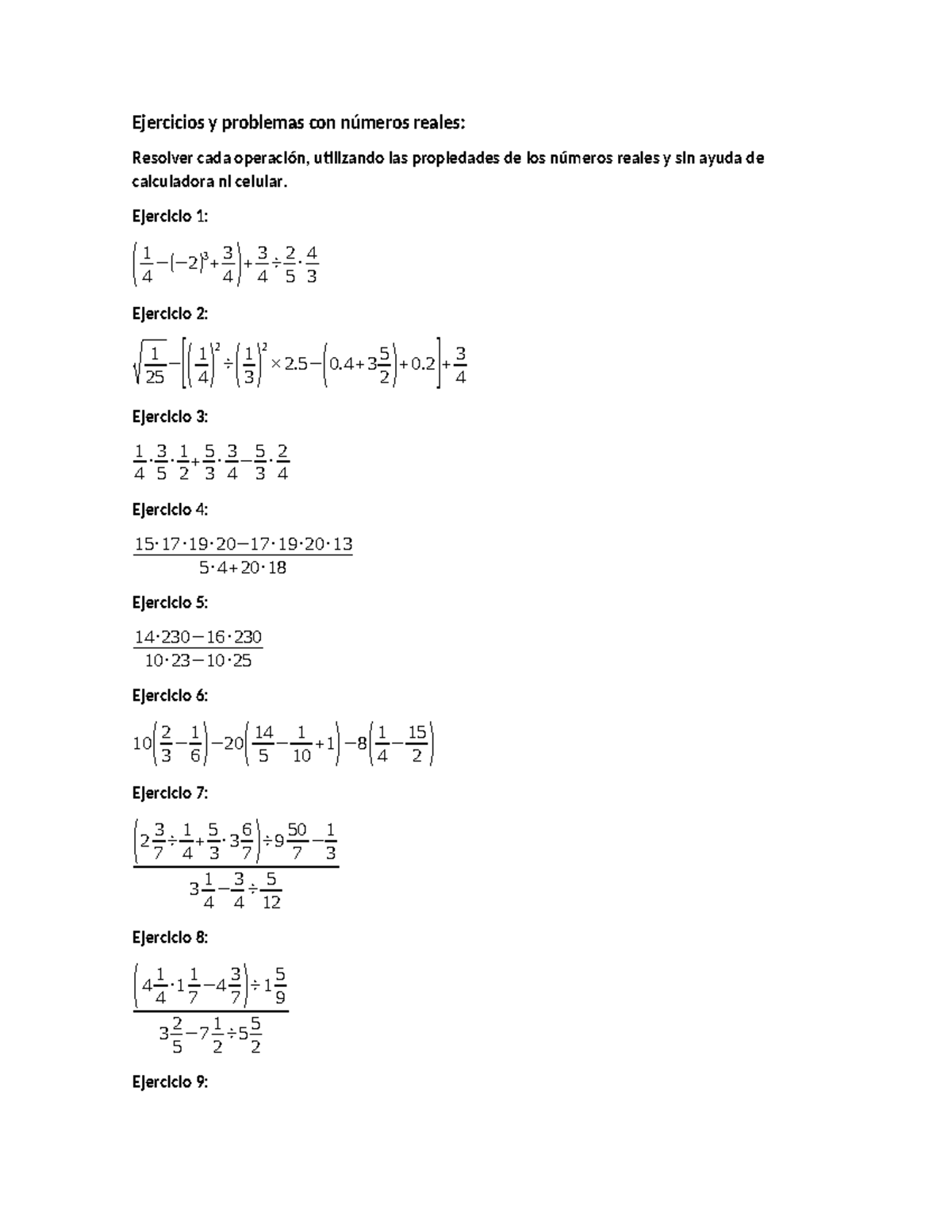 Práct. 1-Ejercicios de números reales - Ejercicios y problemas con ...