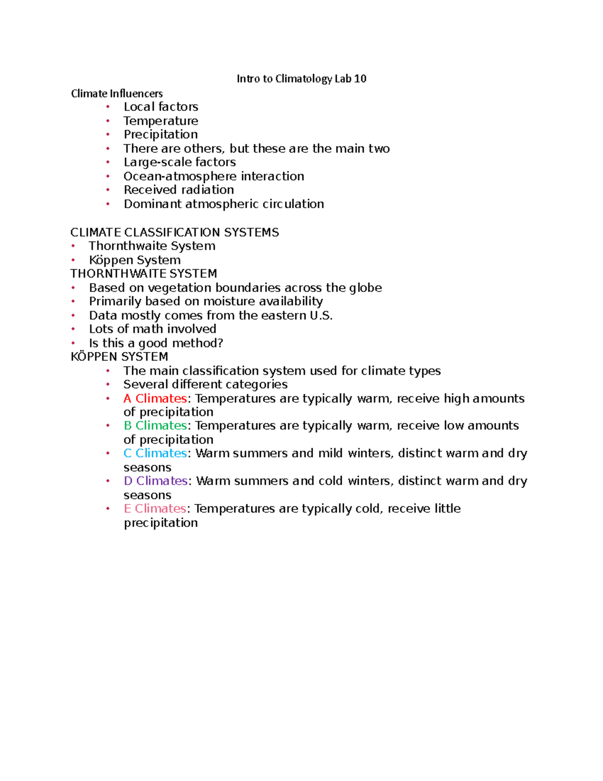 Intro to Climatology Lab 10 - • Lots of math involved • Is this a good ...