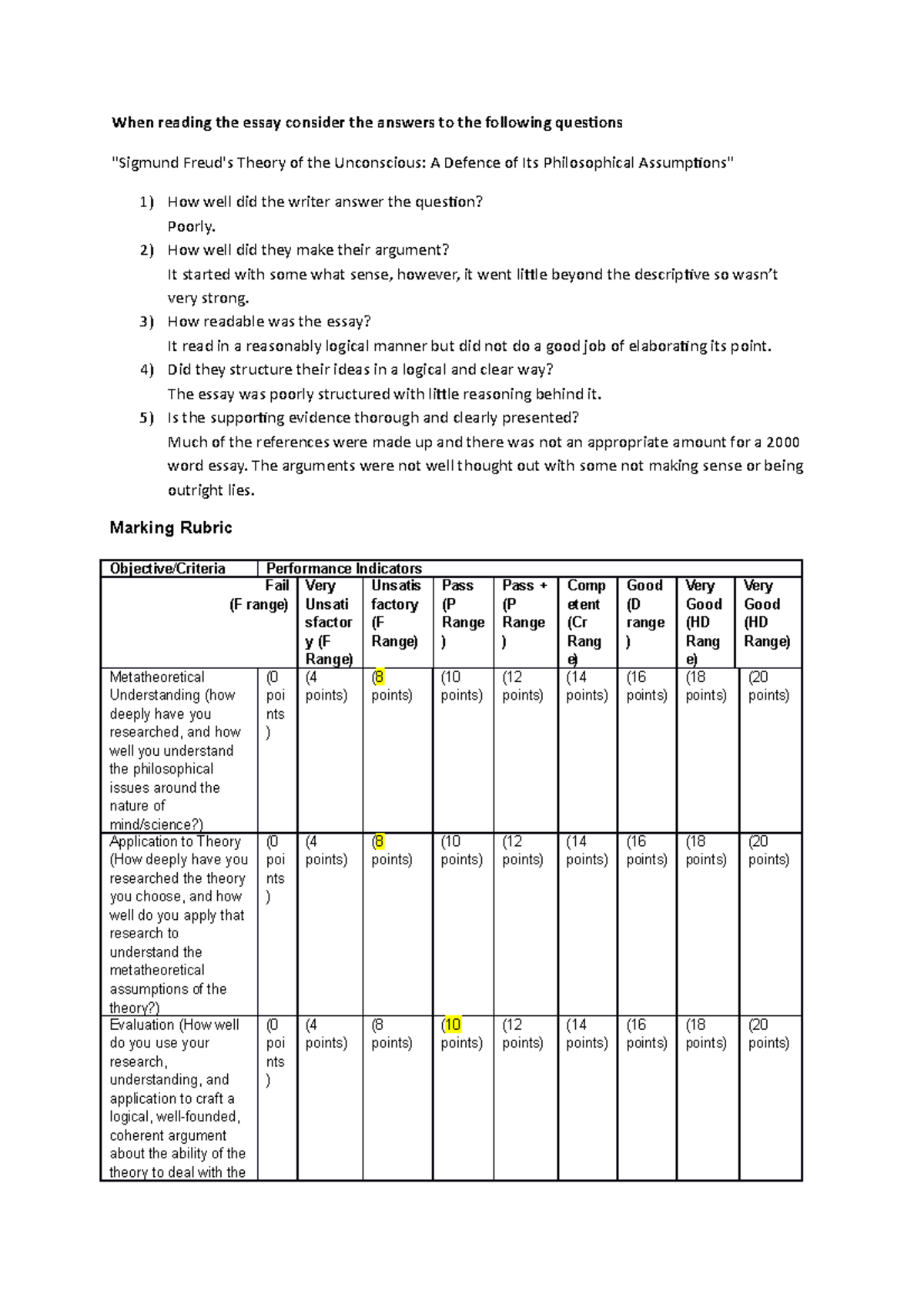 Example essay - When reading the essay consider the answers to the ...