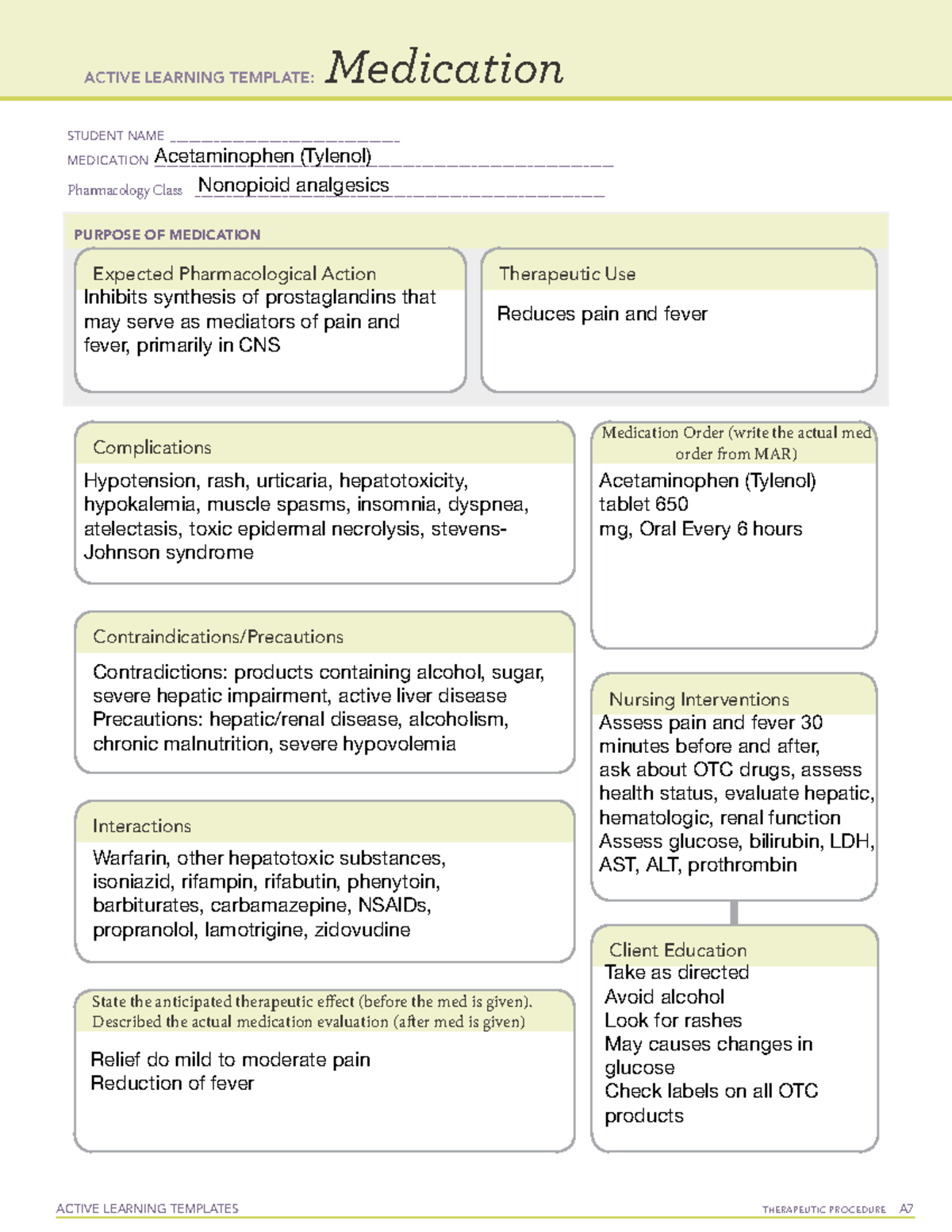 Med templates - STUDENT NAME ...