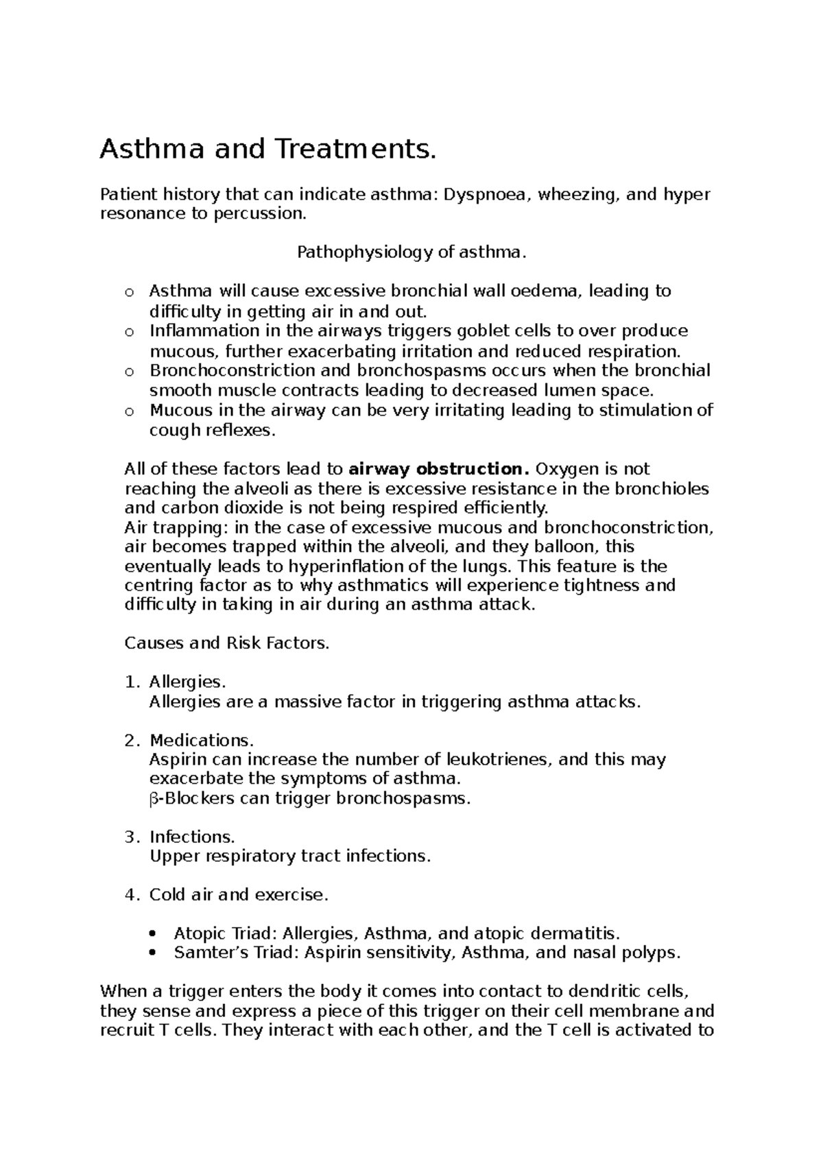 Asthma and Treatments - Summary Drugs: From Molecules to Man - Asthma and Treatments. Patient ...