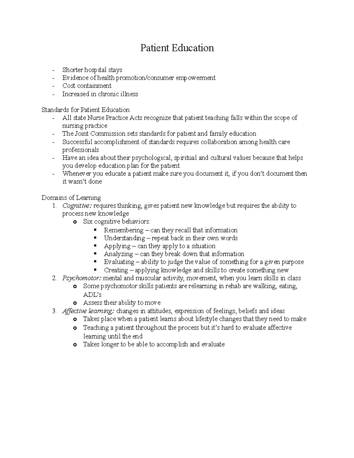 Week 11 Patient Education - Patient Education - Shorter hospital stays ...