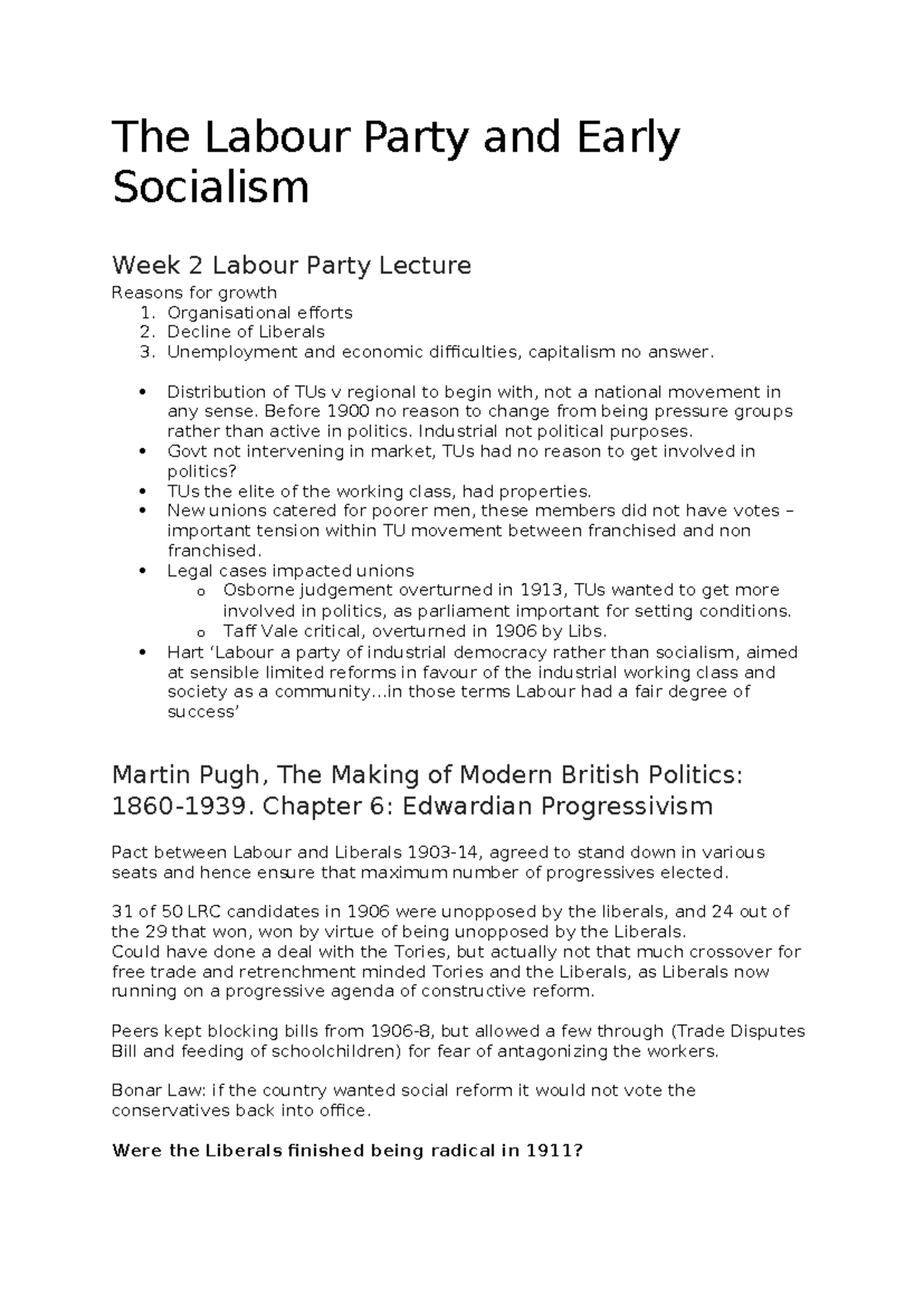Early Labour Notes - Summary Politics, Philosophy and Economics - The ...