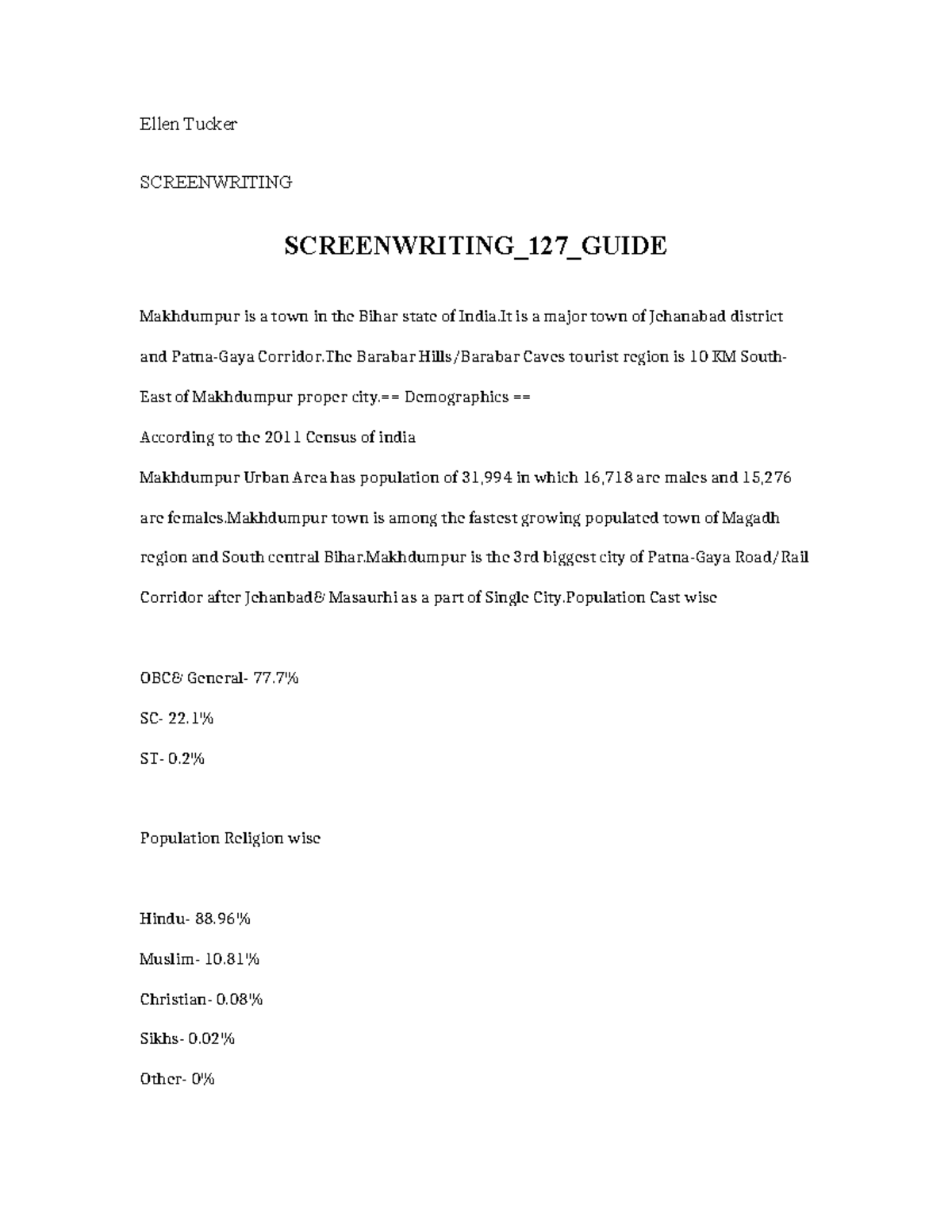 Screenwriting 127 Guide - Ellen Tucker SCREENWRITING SCREENWRITING_127 ...